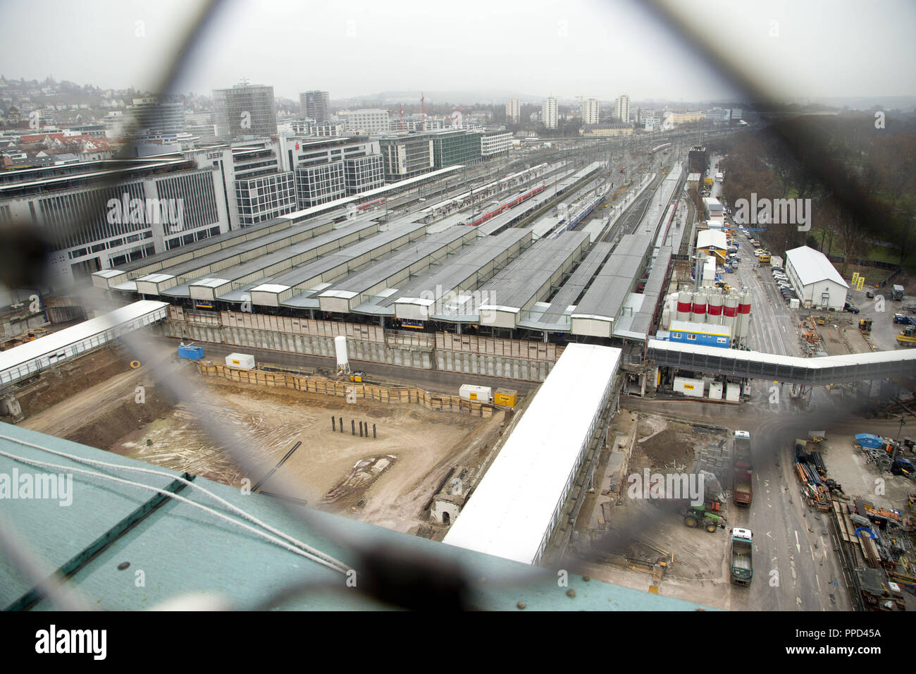 Overview of the construction site of the new Stuttgart underground ...