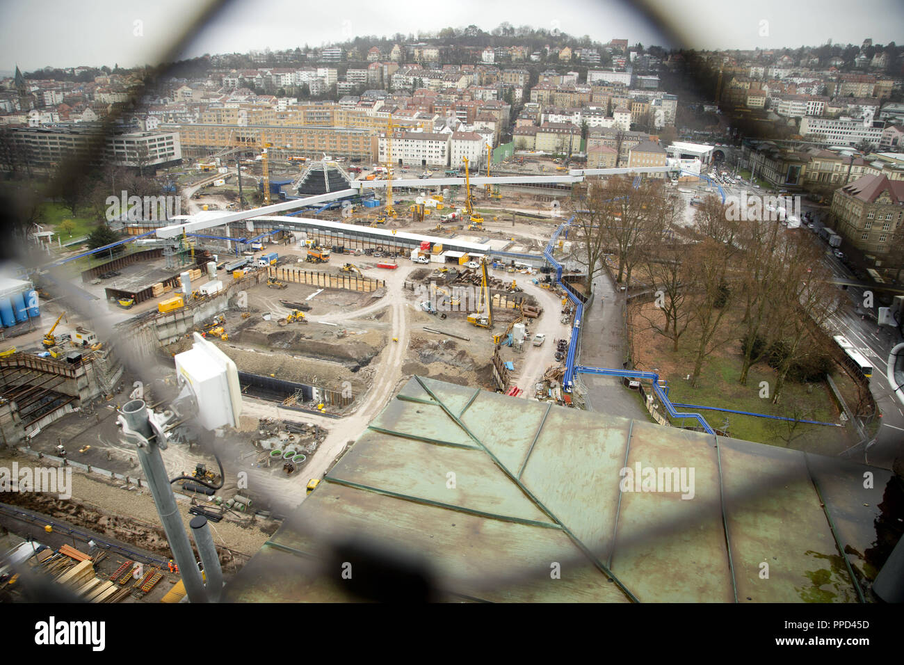 Overview of the construction site of the new Stuttgart underground ...
