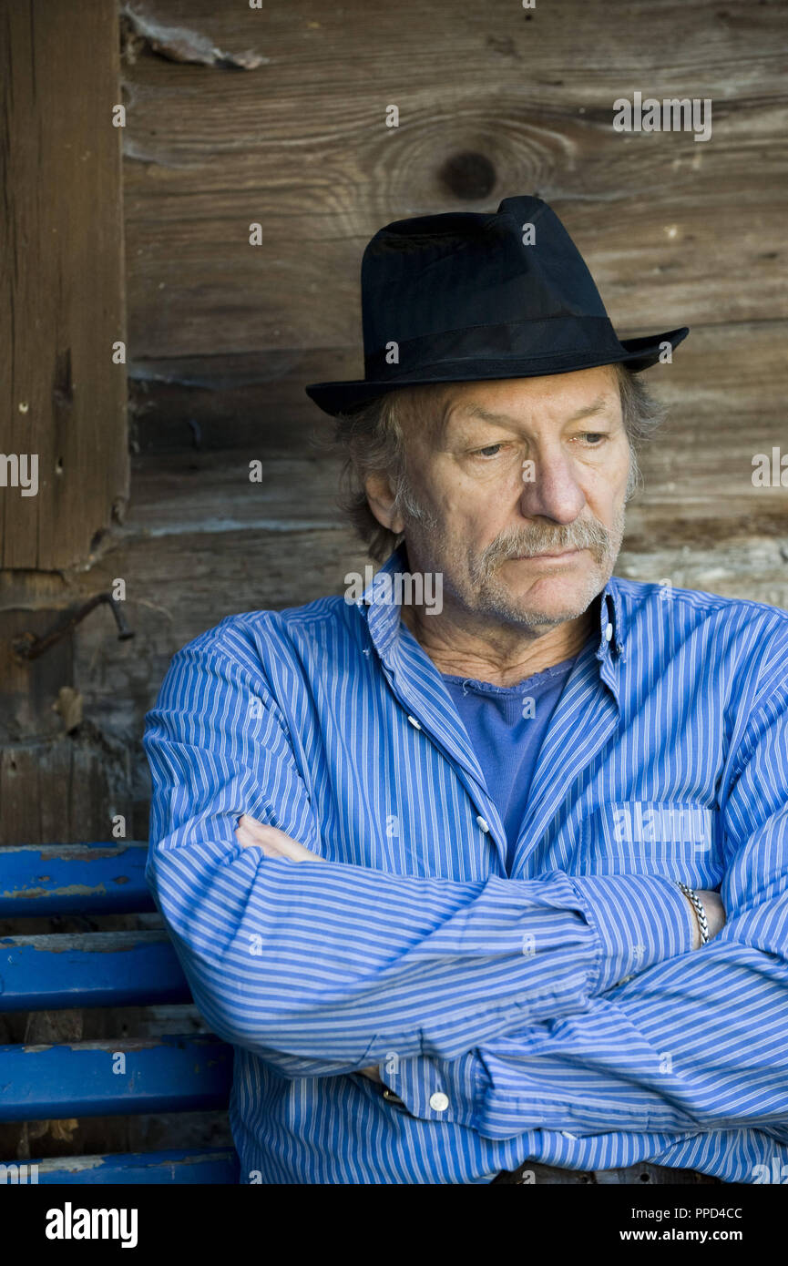 Actor Franz Xaver Kroetz on his farm in the Chiemgau with his ...