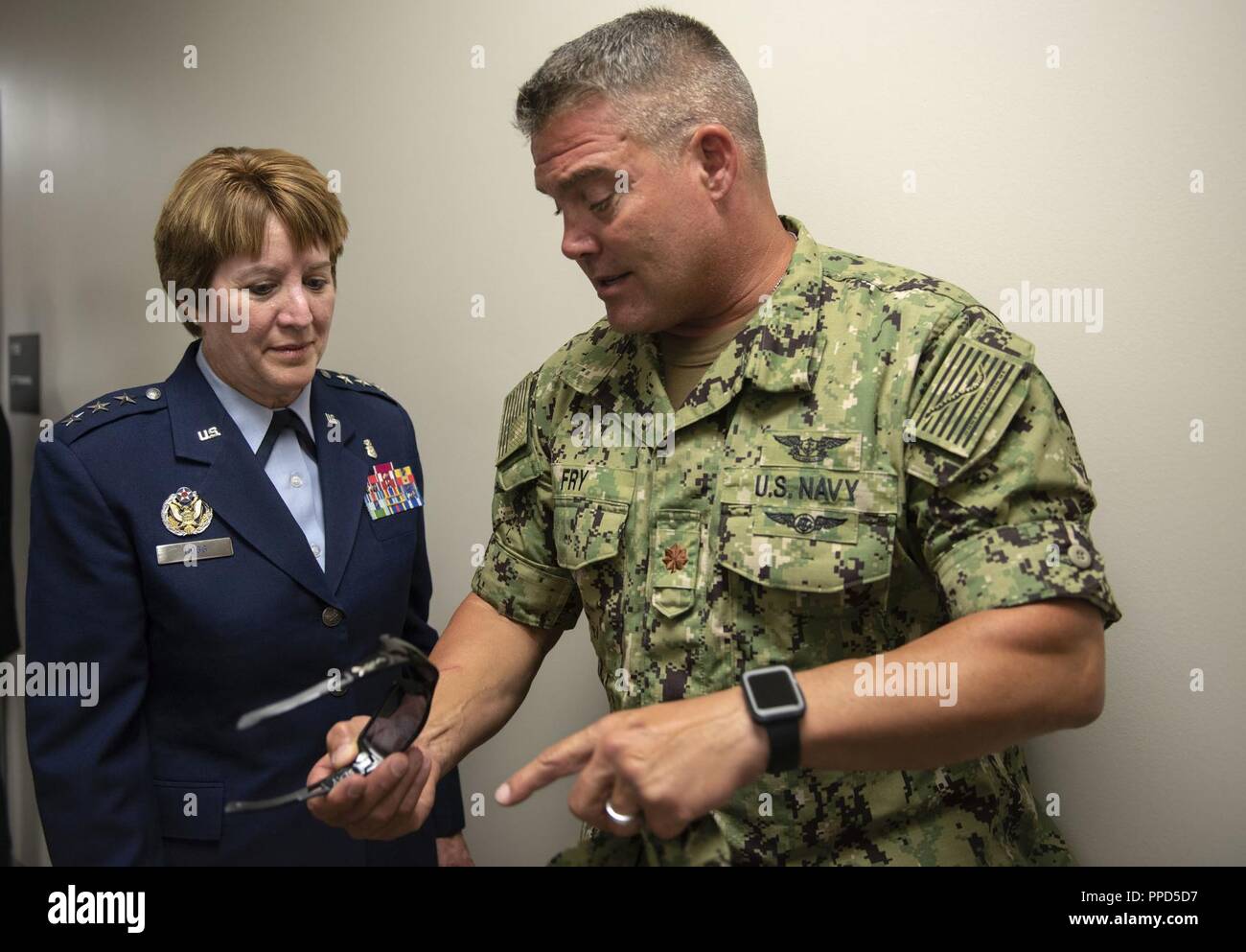 Lt. Gen. Dorothy Hogg, Air Force Surgeon General, talks with a U.S ...
