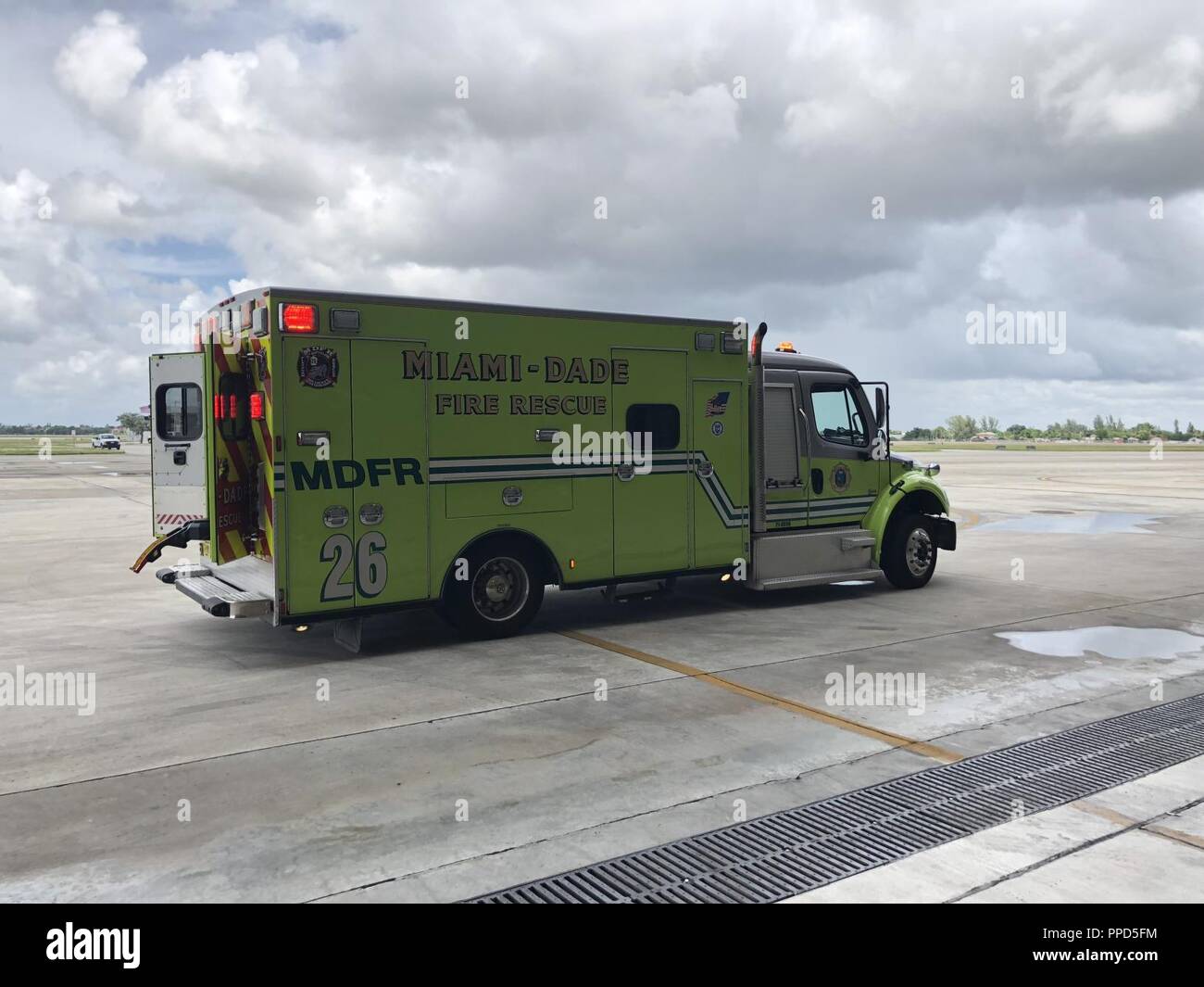 A Miami-Dade Fire Rescue ambulance parked at Air Station Miami, Sept ...
