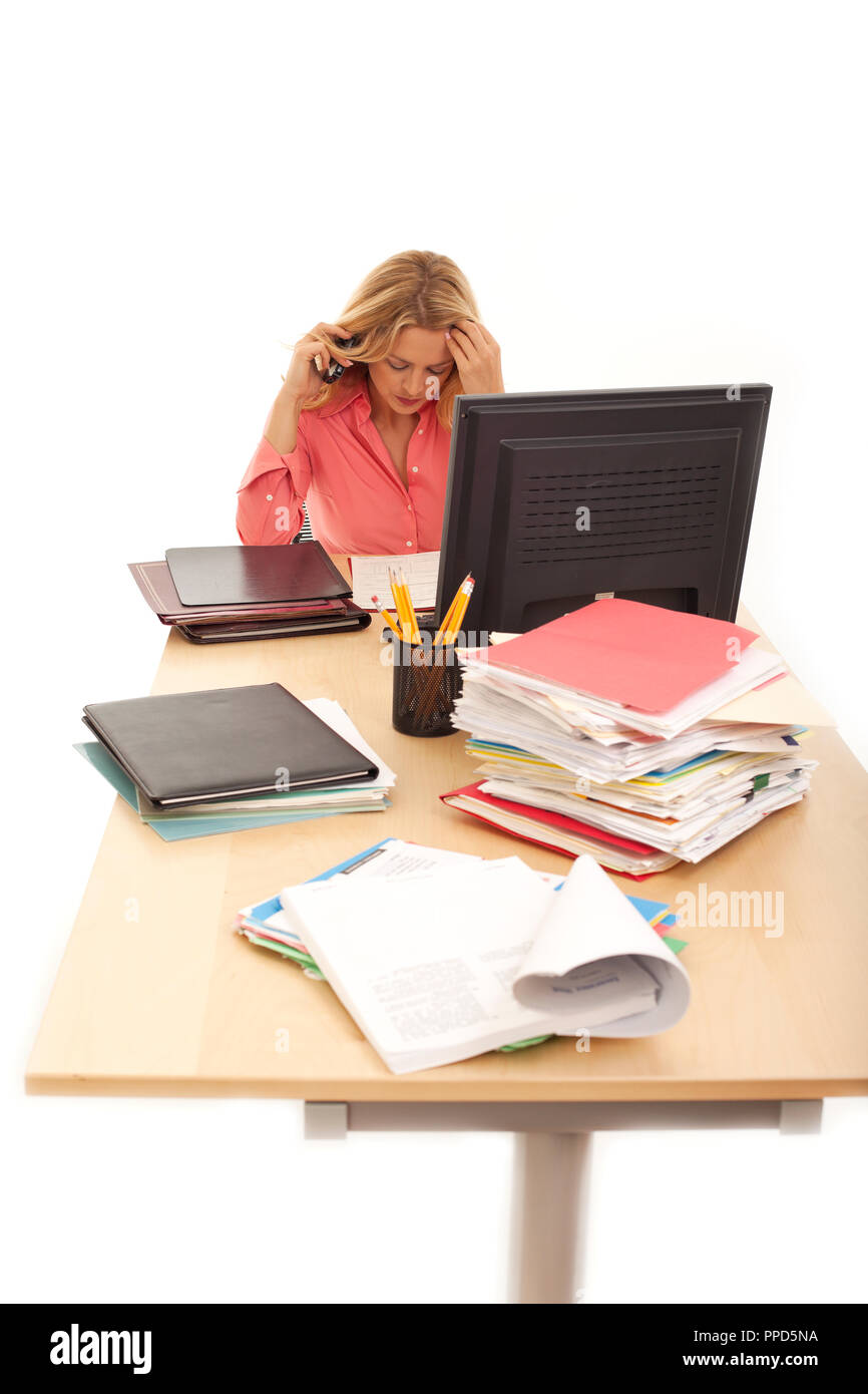 Person phone office desk Cut Out Stock Images & Pictures - Alamy
