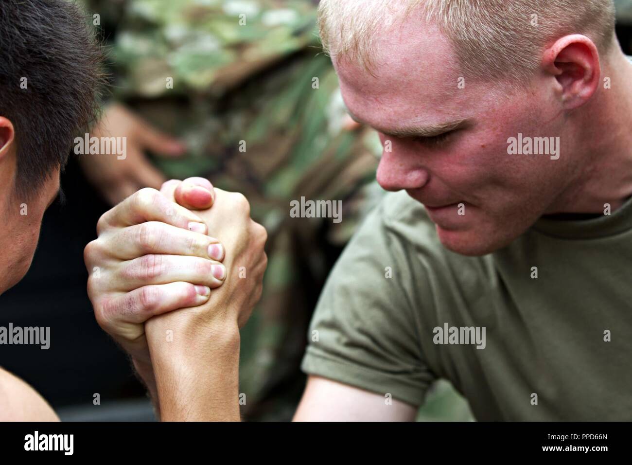 A soldier of the Indiana National Guard’s 2-151 Infantry Regiment arm ...