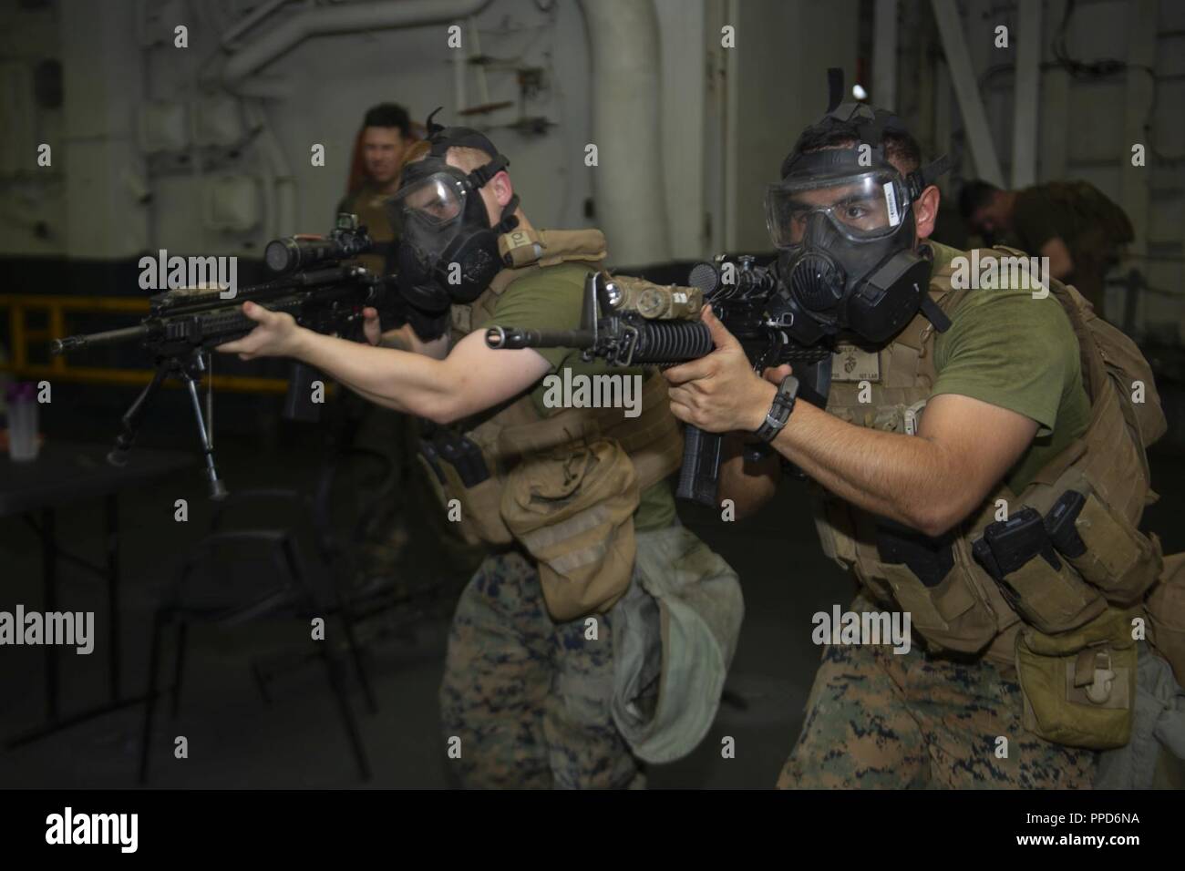 OCEAN (Aug. 29, 2018) – Marine Corps Lance Cpl. Tristan Padilla and ...