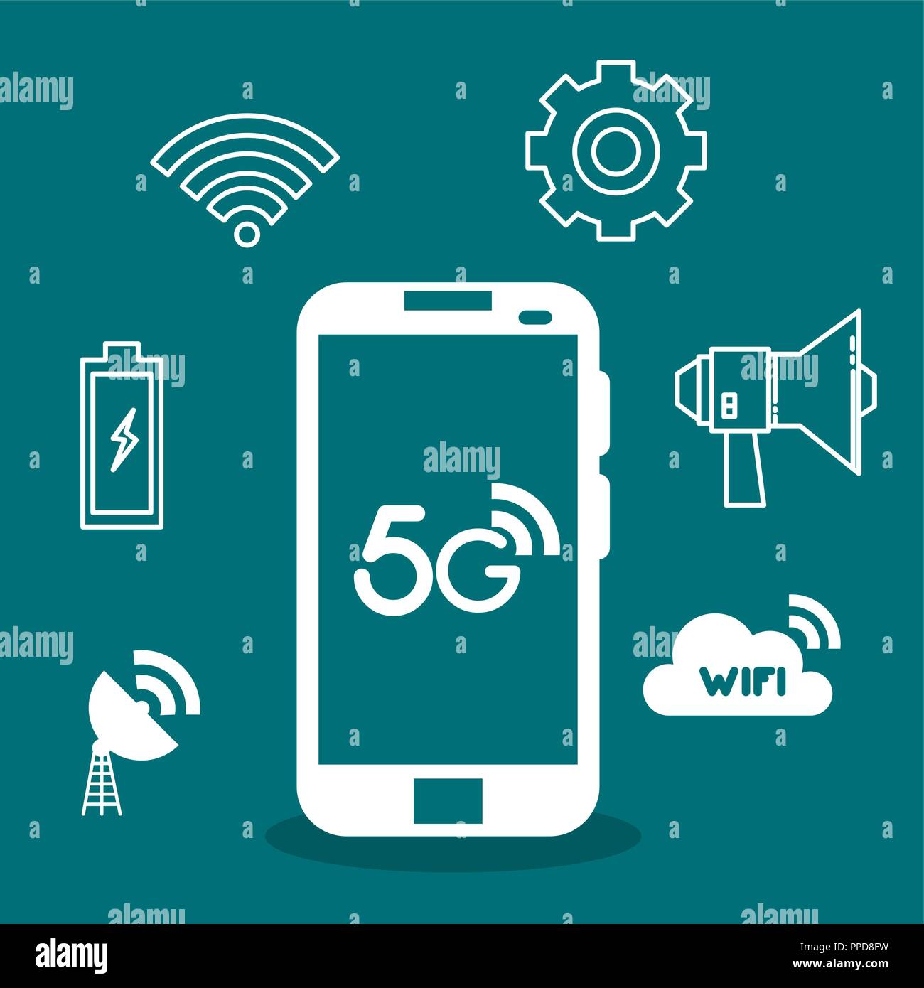 smartphone with connectivity 5g technology Stock Vector Image & Art - Alamy