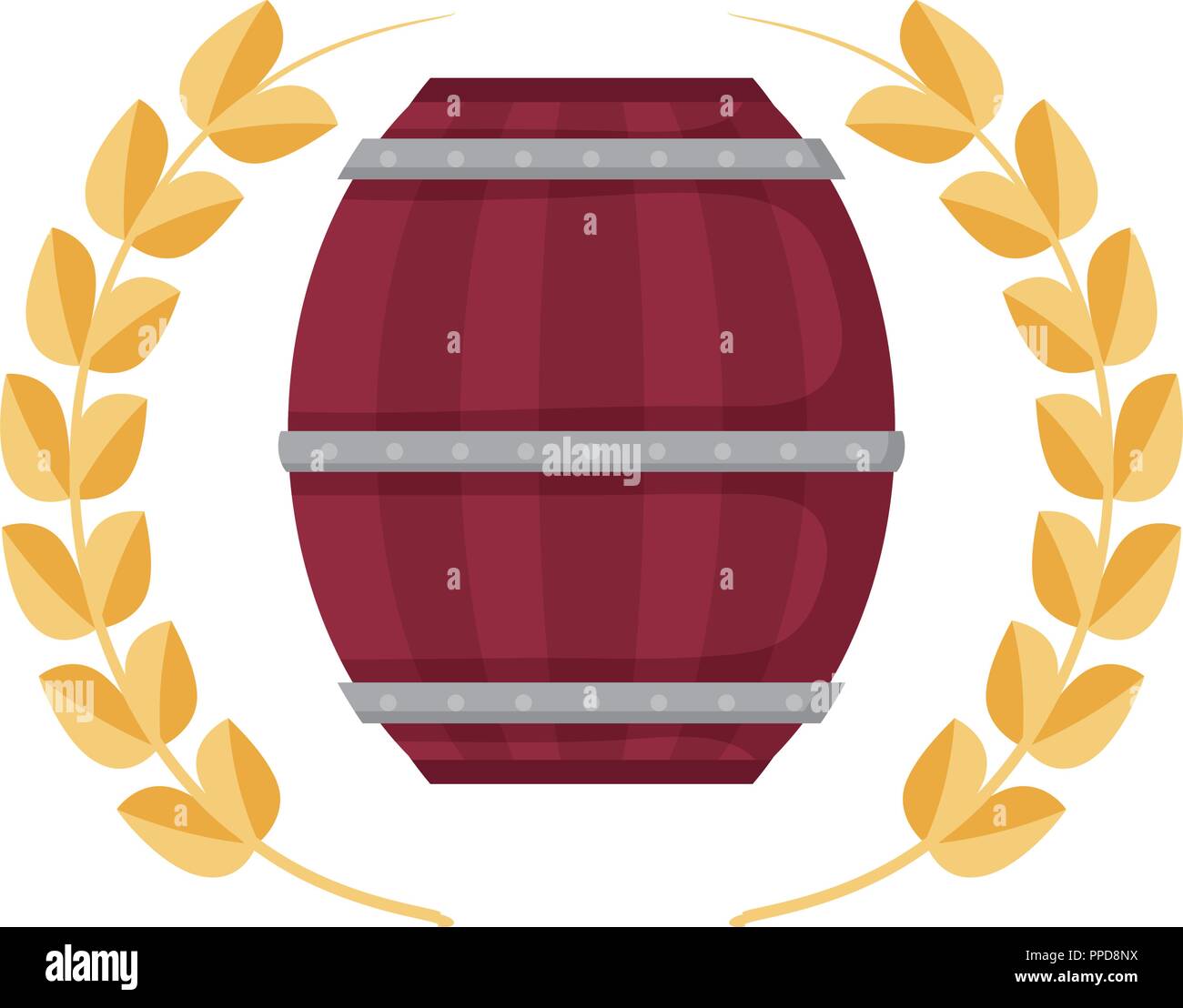 wooden barrel drink liquor rustic emblem vector illustration Stock ...