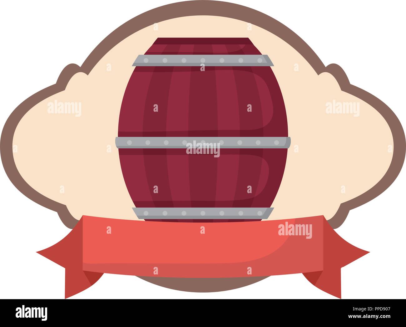 wooden barrel drink liquor rustic emblem vector illustration Stock ...