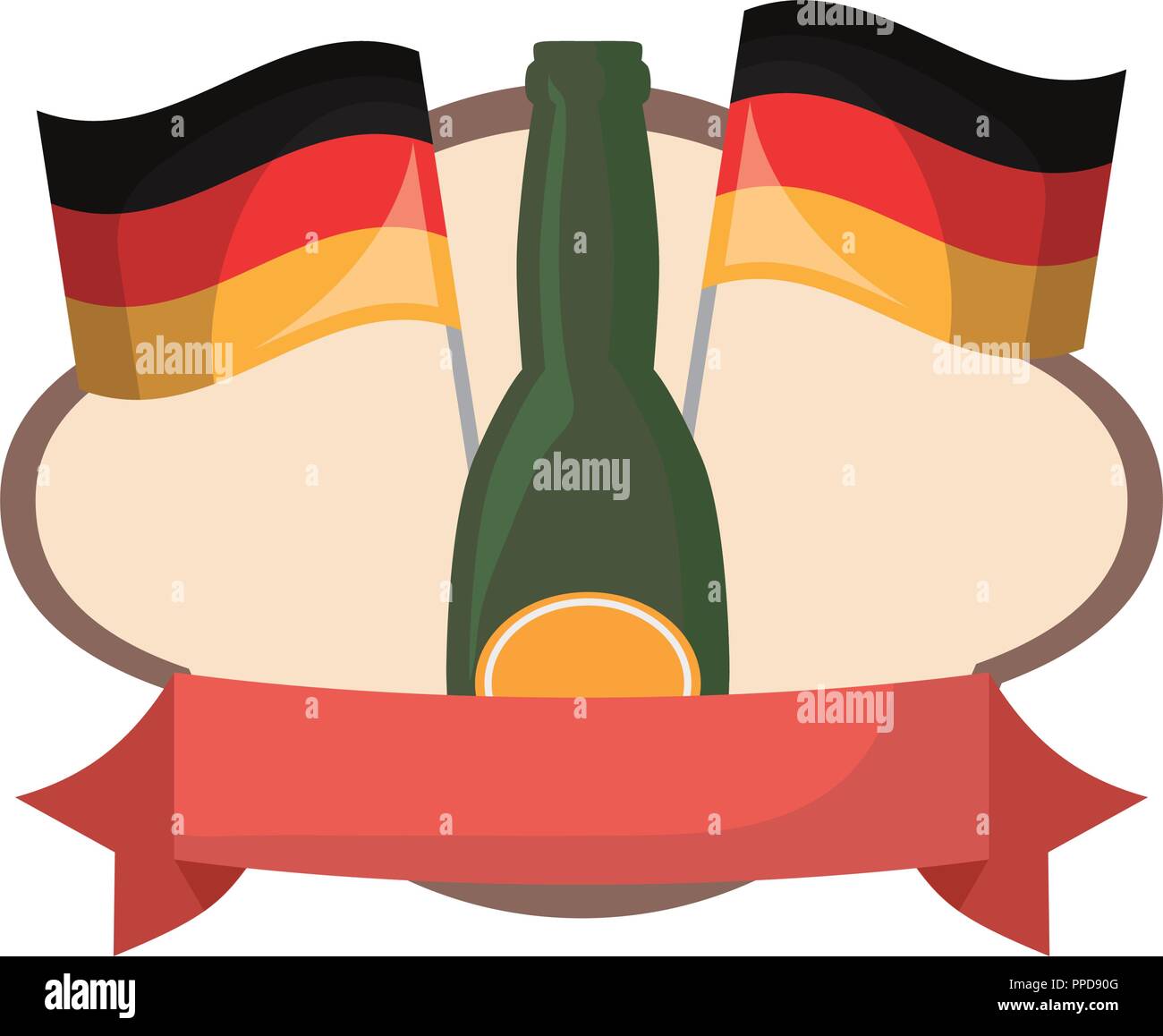 oktoberfest beer bottles and germany flags emblem vector illustration ...