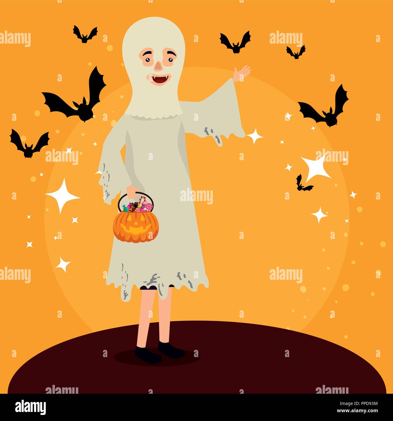 halloween card with ghost disguise Stock Vector Image & Art - Alamy