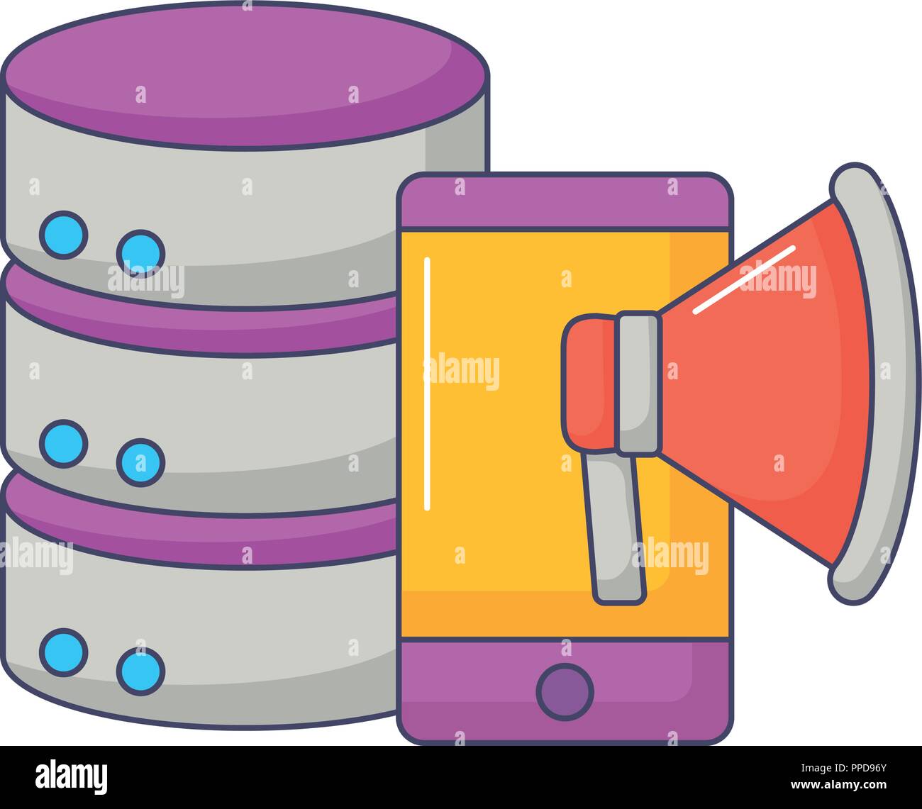 database server smartphone megaphone advertising innovation vector ...