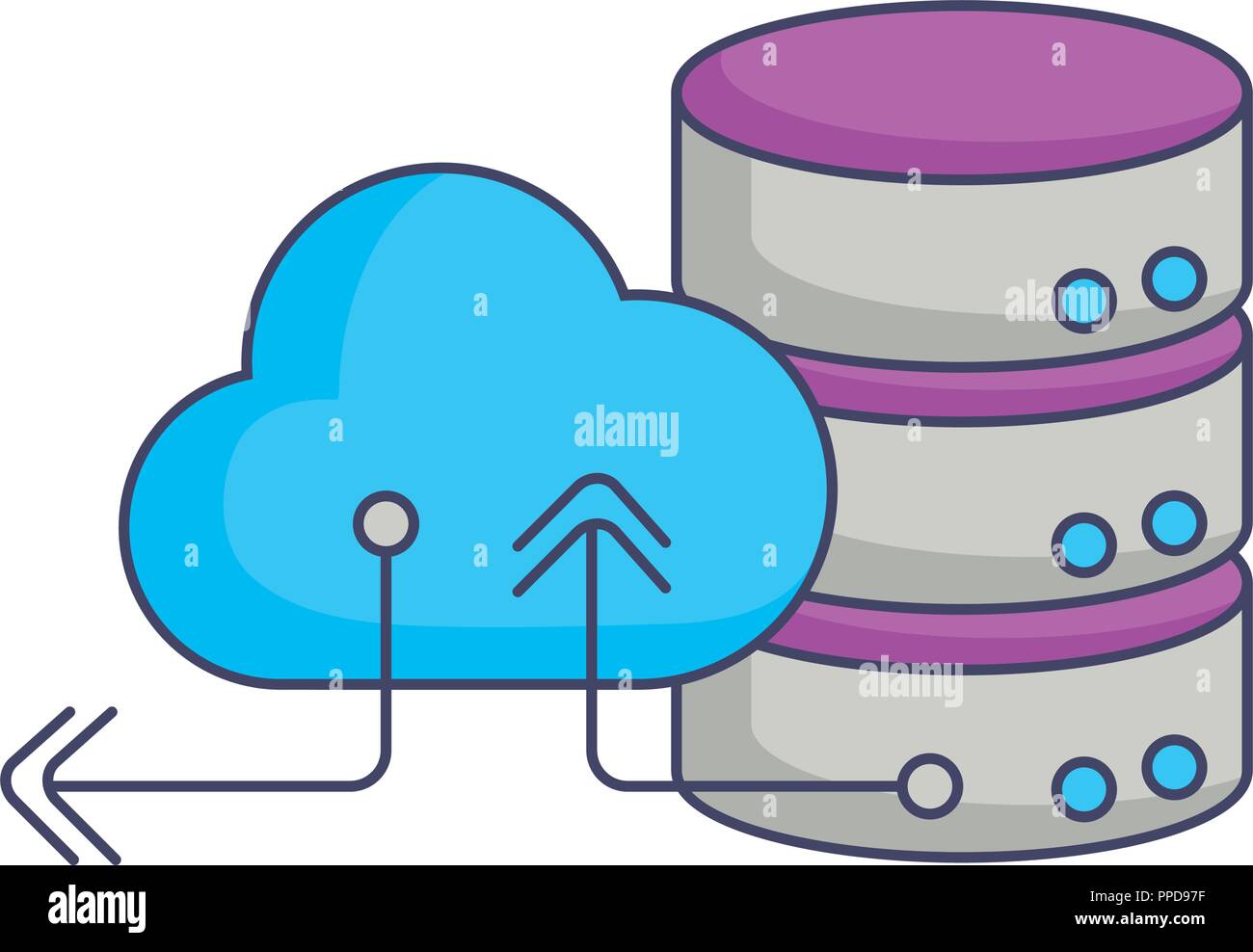 database server cloud storage download and upload innovation vector ...