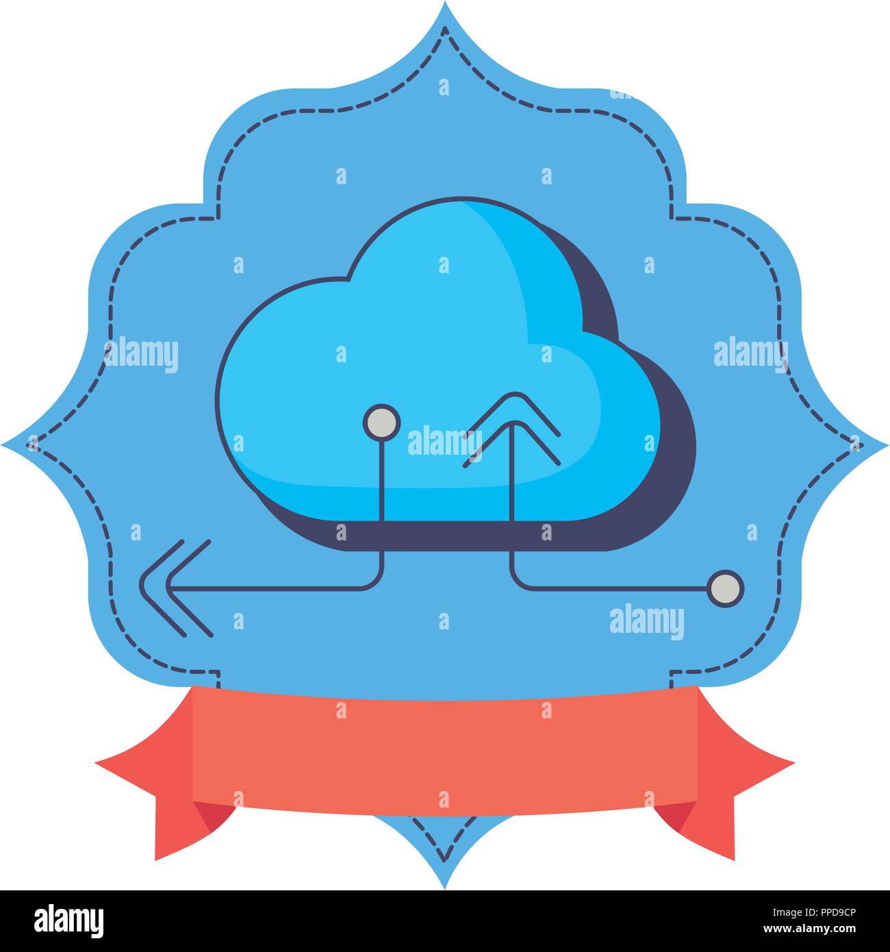 Cloud Computing Storage Download Upload Data Emblem Innovation Vector Illustration Stock Vector