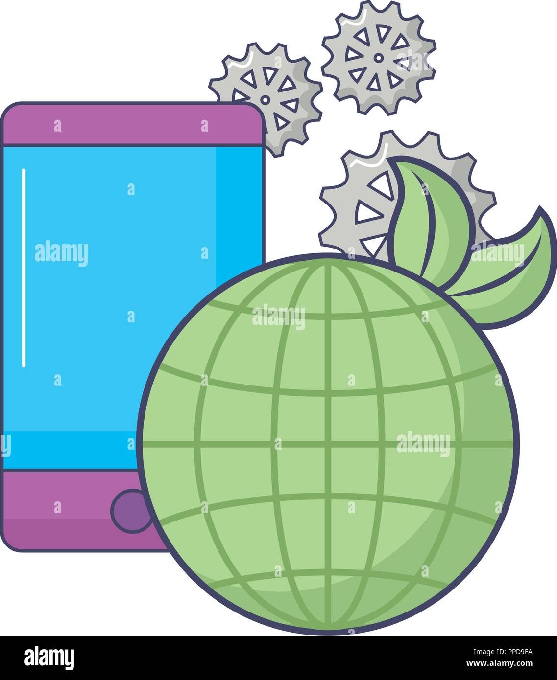 ecology world smartphone device technology innovation vector ...