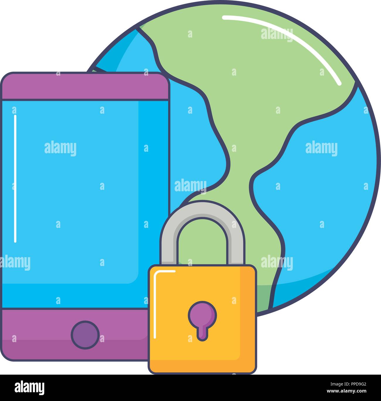 smartphone world security device technology gadget innovation vector ...