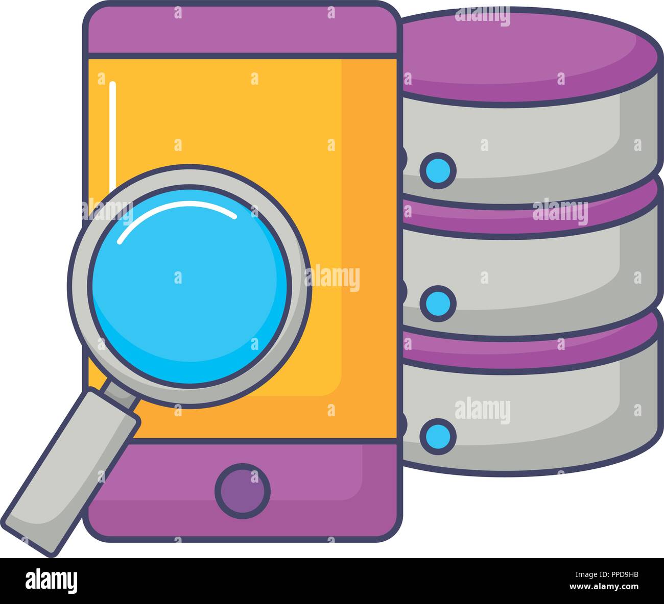 Database Server Smartphone Magnifying Glass Innovation Vector Illustration Stock Vector Image
