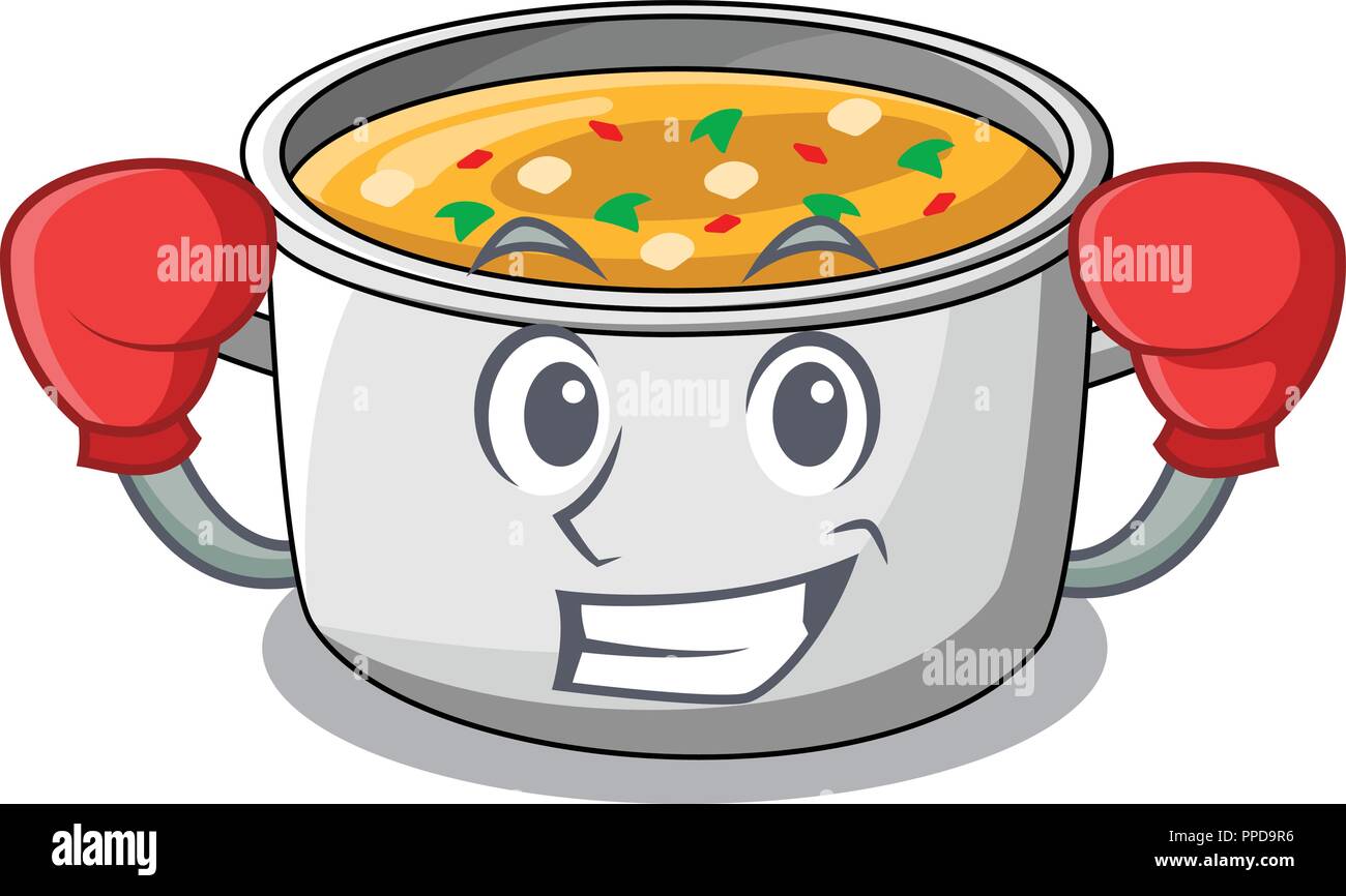 Boxing vegetable soup with pasta in pot cartoon Stock Vector Image ...
