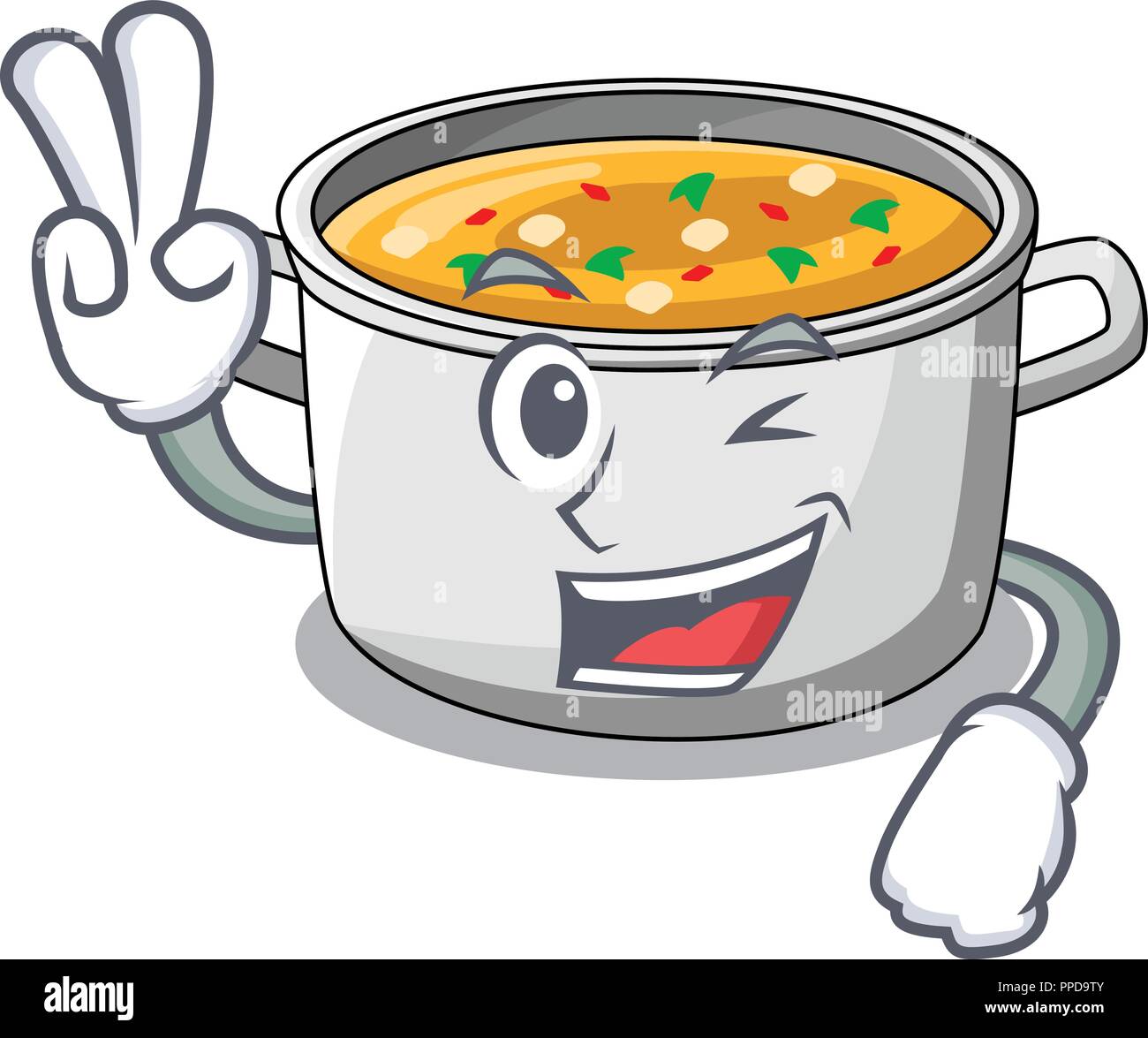 Two finger cartoon chicken soup pot for dinner Stock Vector Image & Art ...