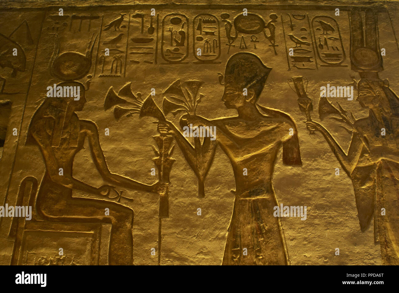 Egyptian art. Great Temple of Ramses II. 19th Dynasty. Relief depicting ...