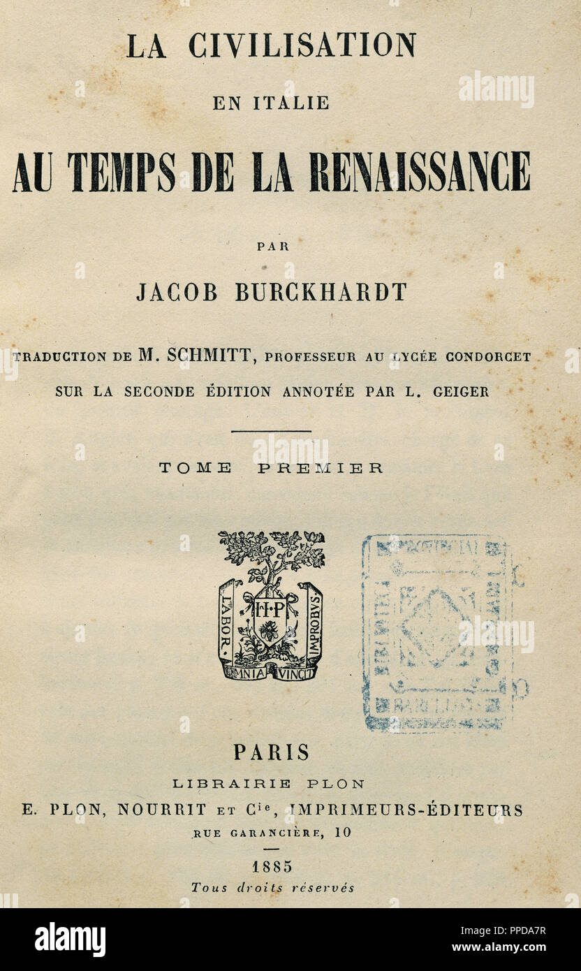 Jacob burckhardt 1818 1897 hi-res stock photography and images - Alamy