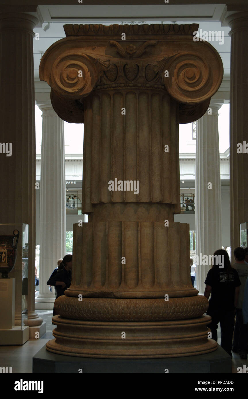 Greek art. Hellenistic period. Marble column from the Temple of Artemis ...