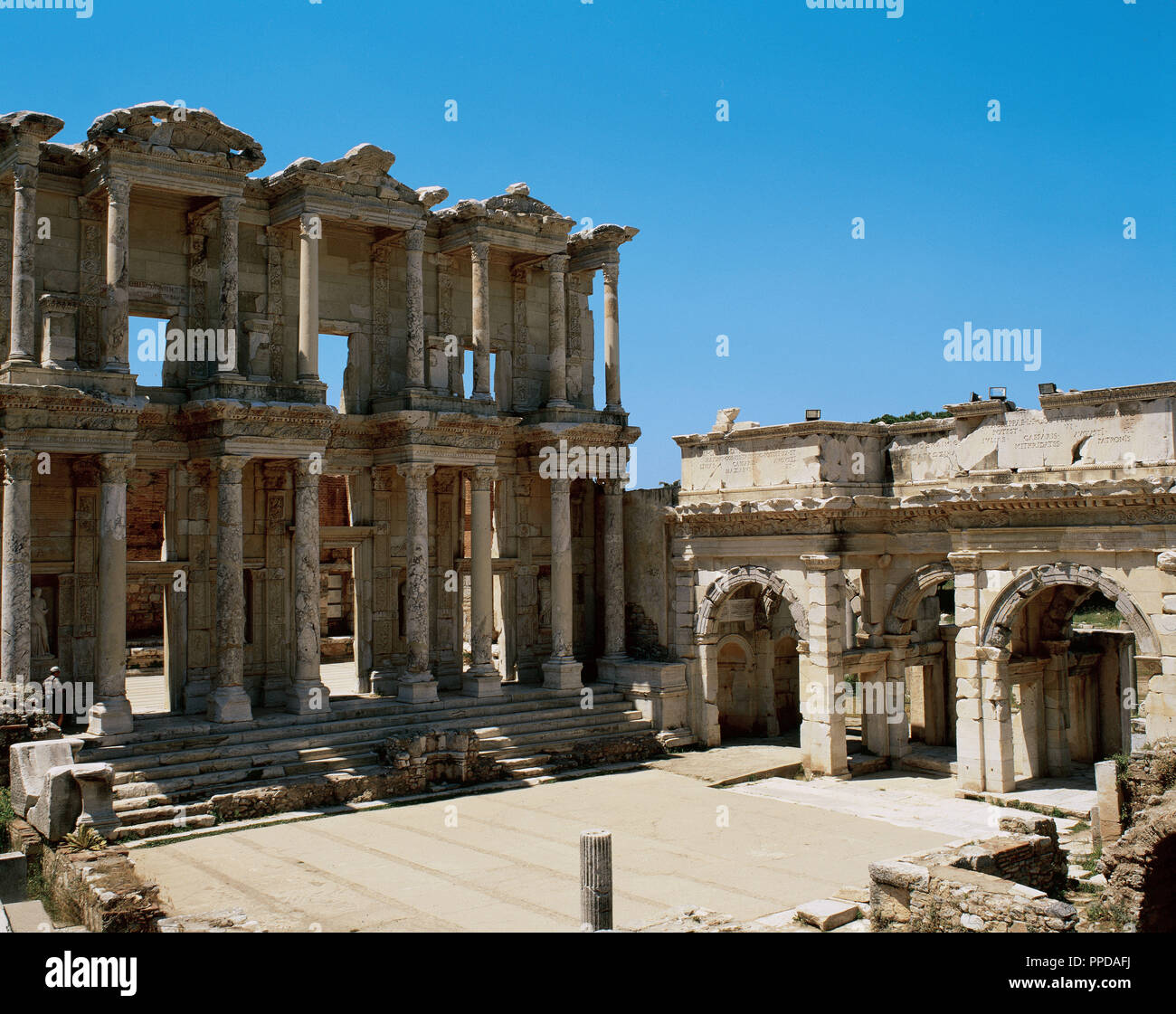 Turkey. Asia Minor. Ephesus. Facade of Celsus Library. Was built in 117 ...