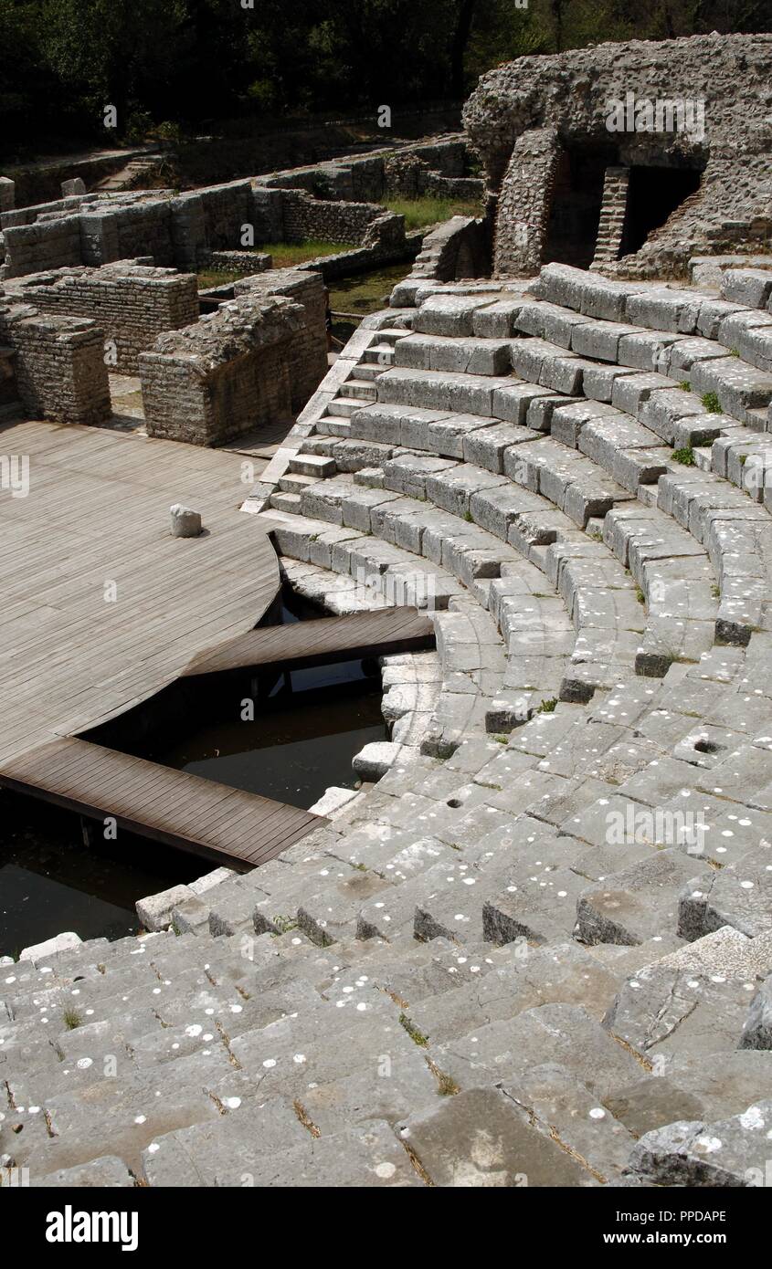 Albania. Butrint. Greek Theater. 3rd century B.C, later adapted by the ...