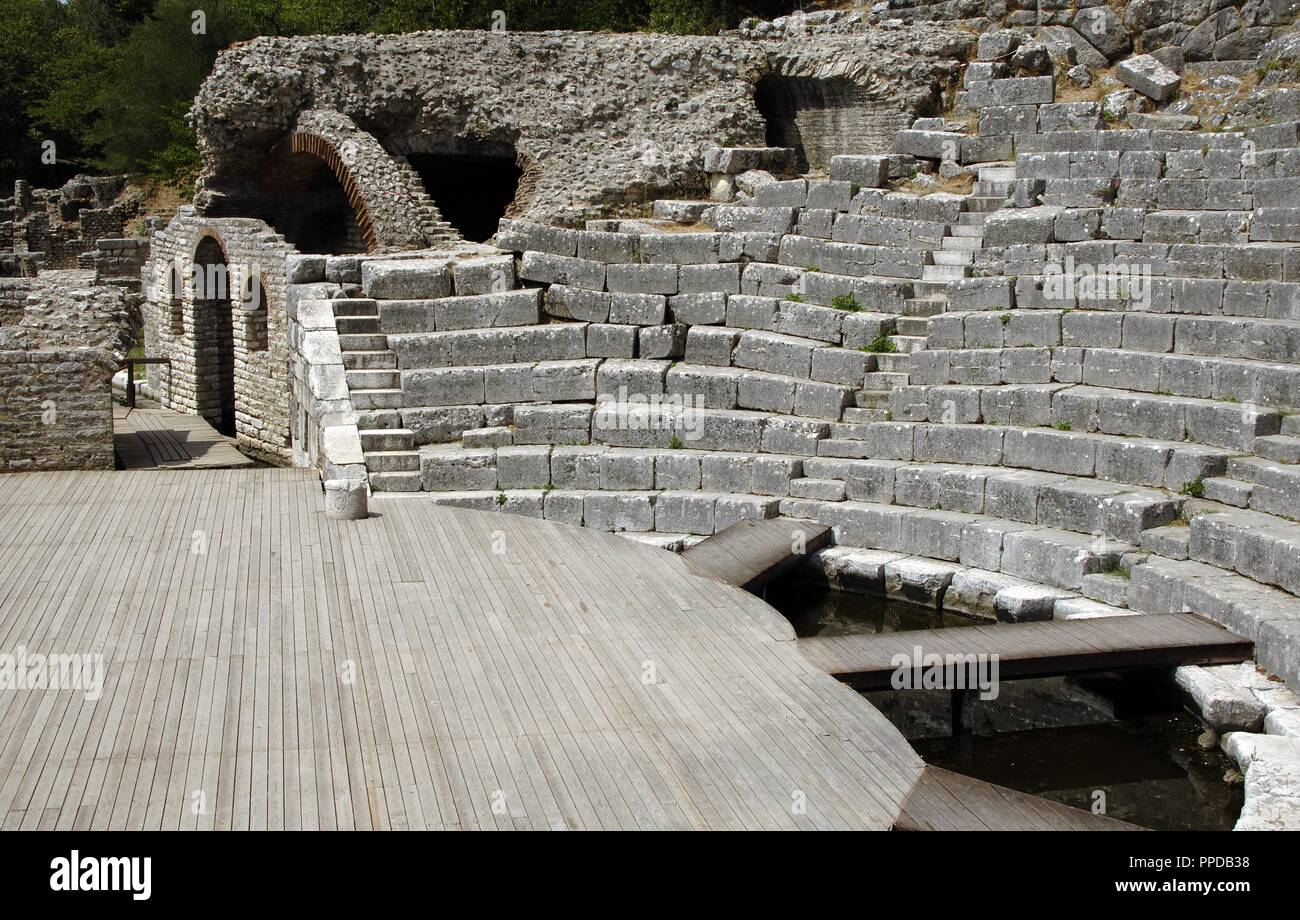 Albania. Butrint. Greek Theater. 3rd century B.C, later adapted by the ...