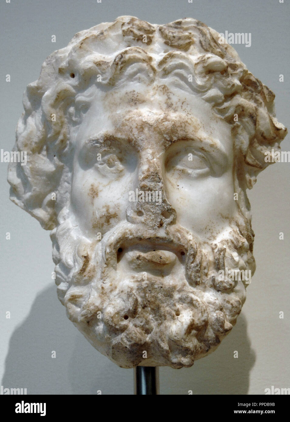 Greek Art. Hellenistic. Marble head of a god, probably Zeus. 3rd or 2nd ...