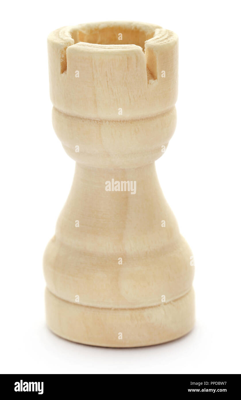 Wooden chess rook over white background Stock Photo - Alamy
