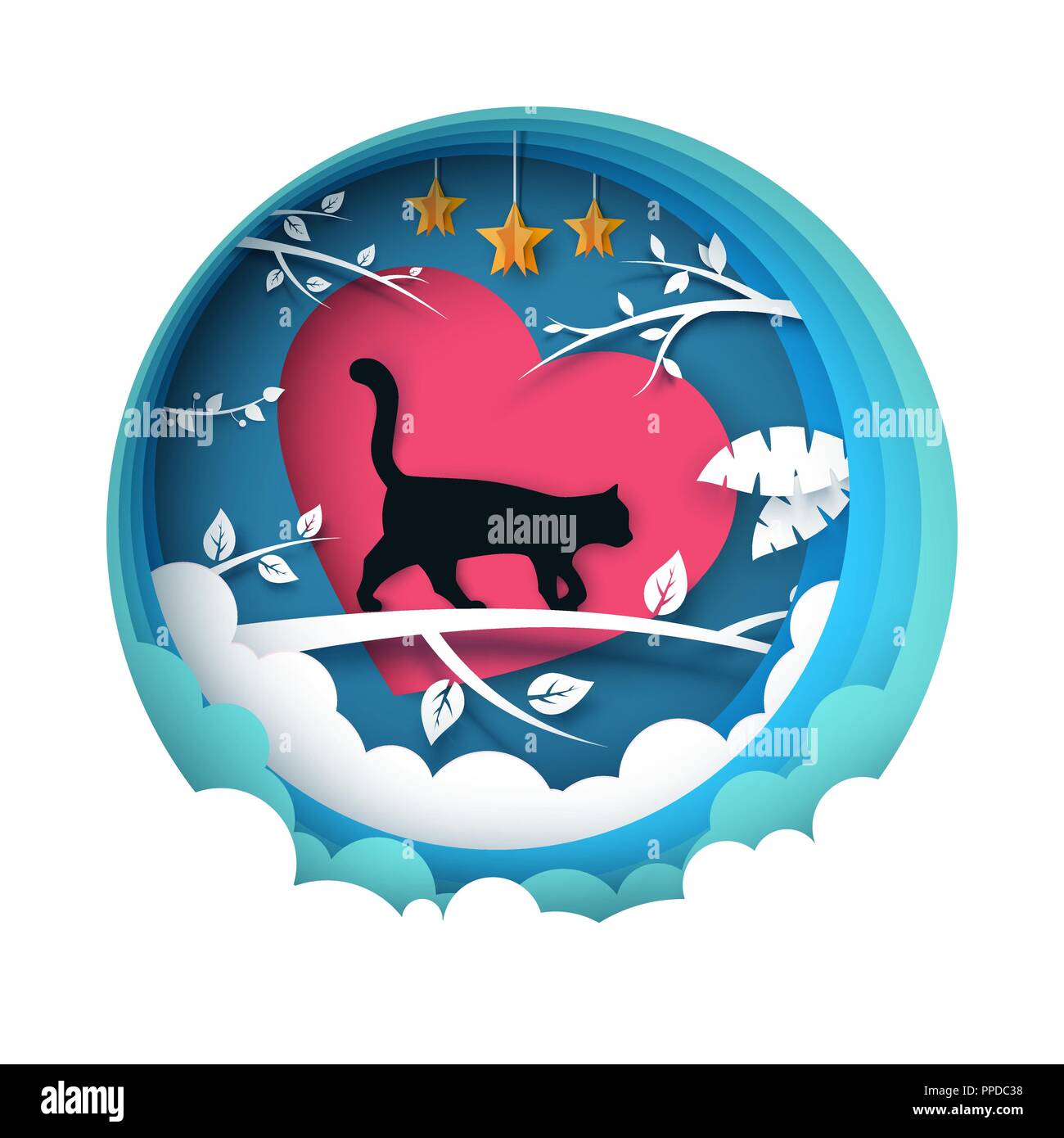 Cat illustration. Cartoon paper landscape Stock Vector Image & Art - Alamy