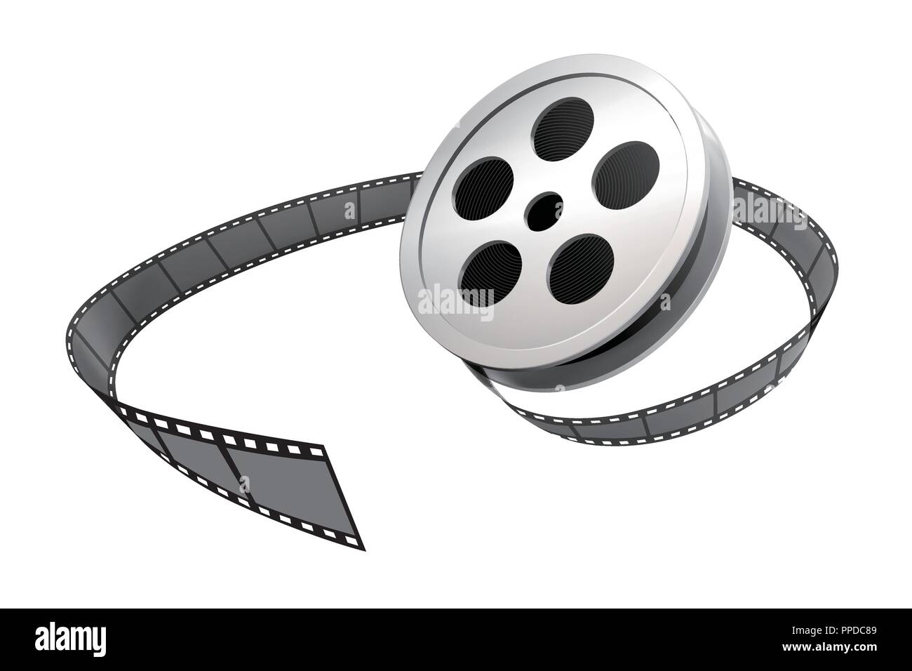 Silver film roll and strip in 3d illustration on white background Stock ...