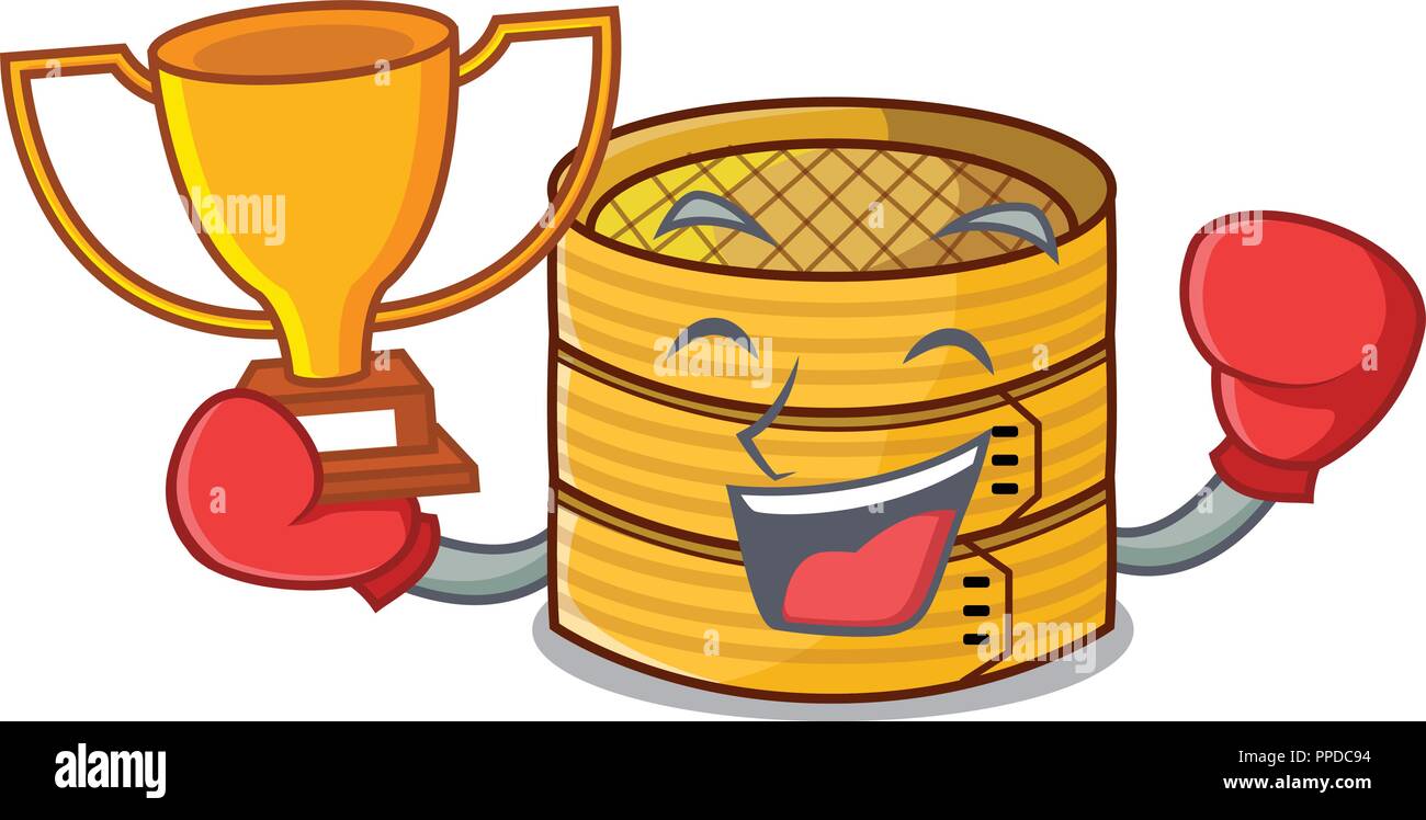 Boxing winner wooden steamed food container on cartoon Stock Vector ...