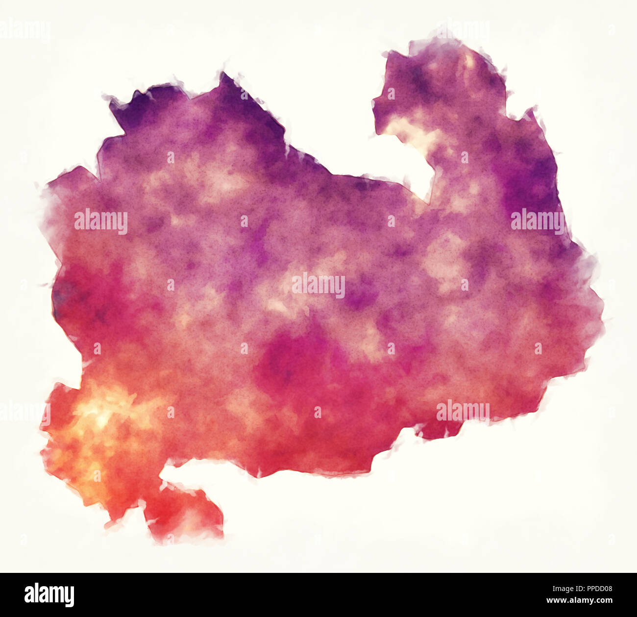 Southern Savonia region watercolor map of Finland in front of a white ...