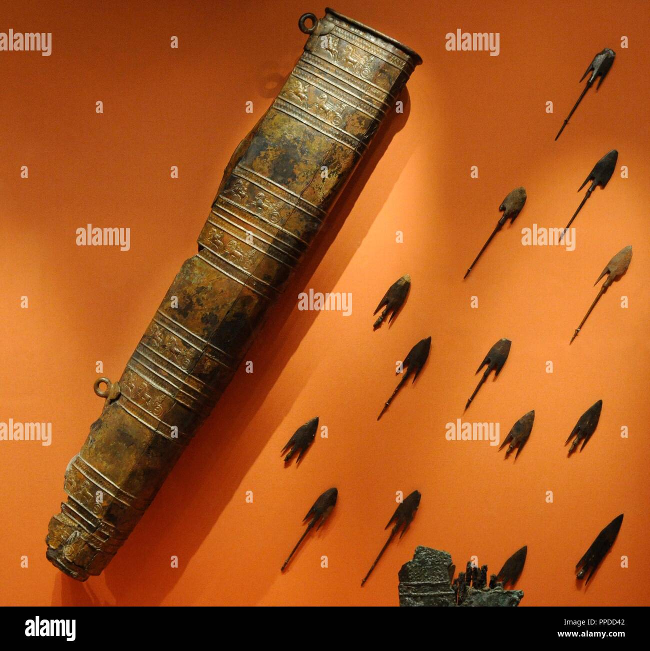 Quiver. Bronze. 8th century BC. Decorated with images of Urartian battle chariots and mounts ...