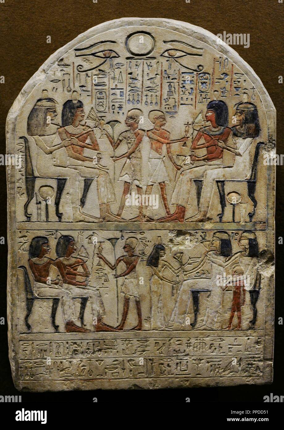 Egypt. Funerary stela. New Kingdom. 15th BC. Limestone, paint. The ...