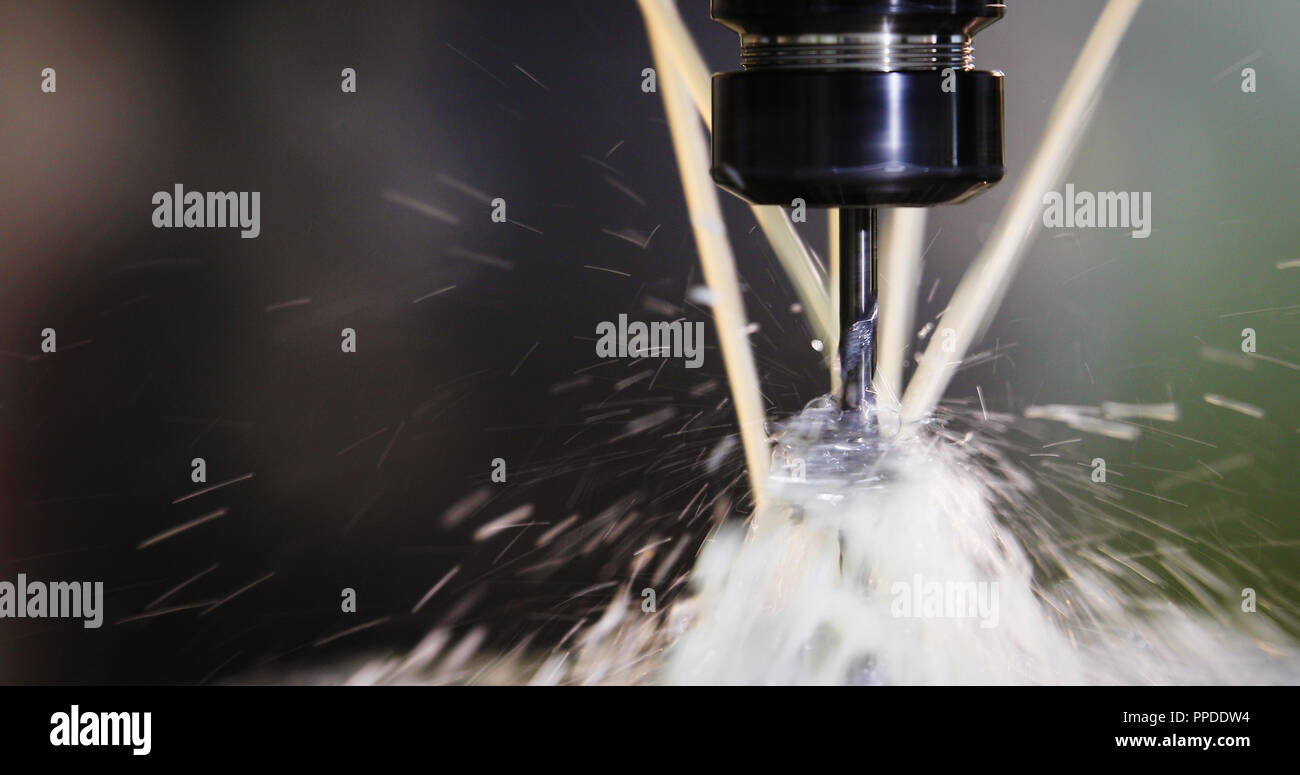 machine tool in metal factory with drilling cnc machines Stock Photo ...