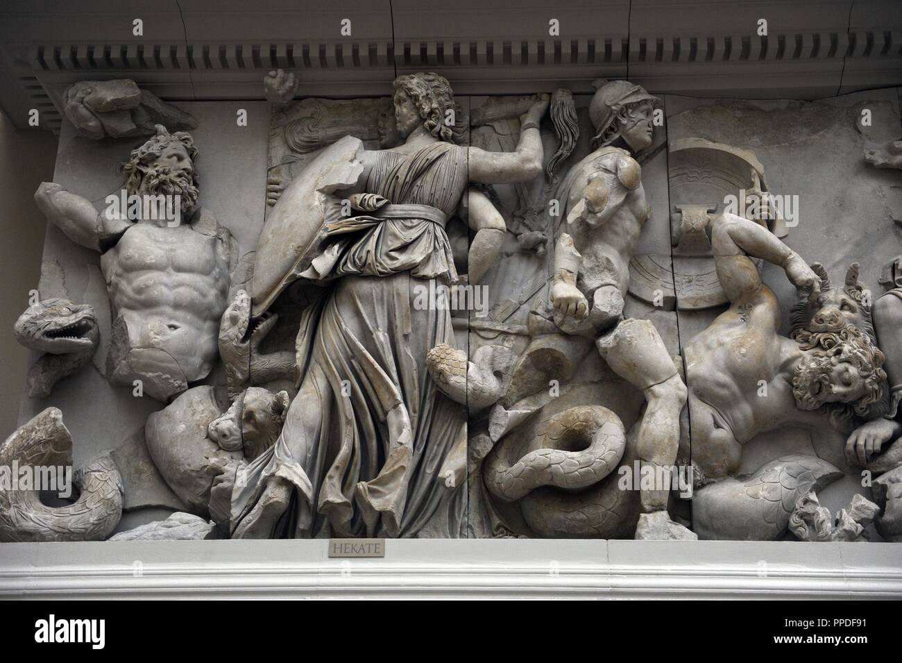 Pergamon Altar. Built by order of Eumenes II Soter. 164-156 BC. Marble ...