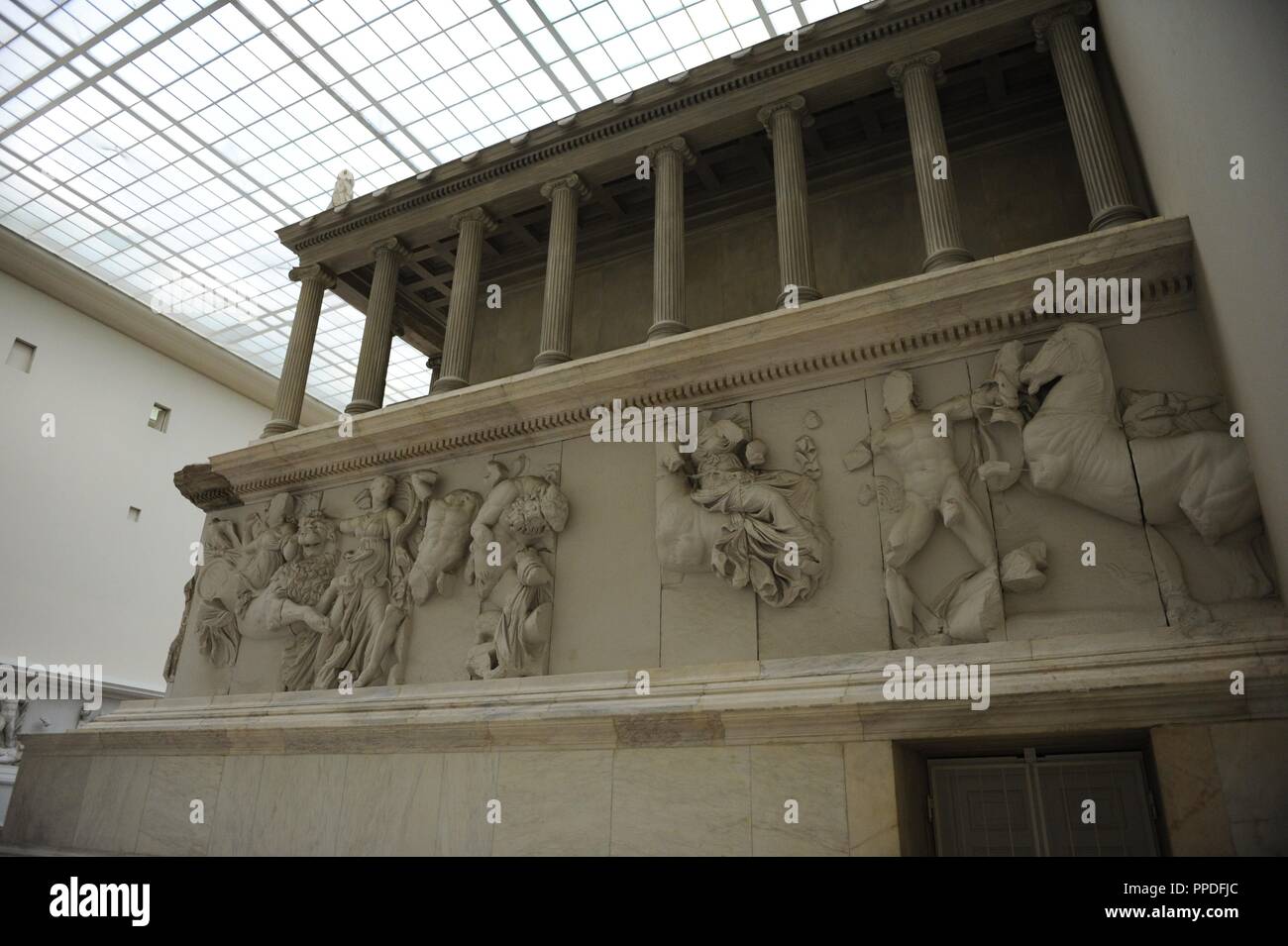 Pergamon Altar. Built by order of Eumenes II Soter. 164-156 BC. Marble ...