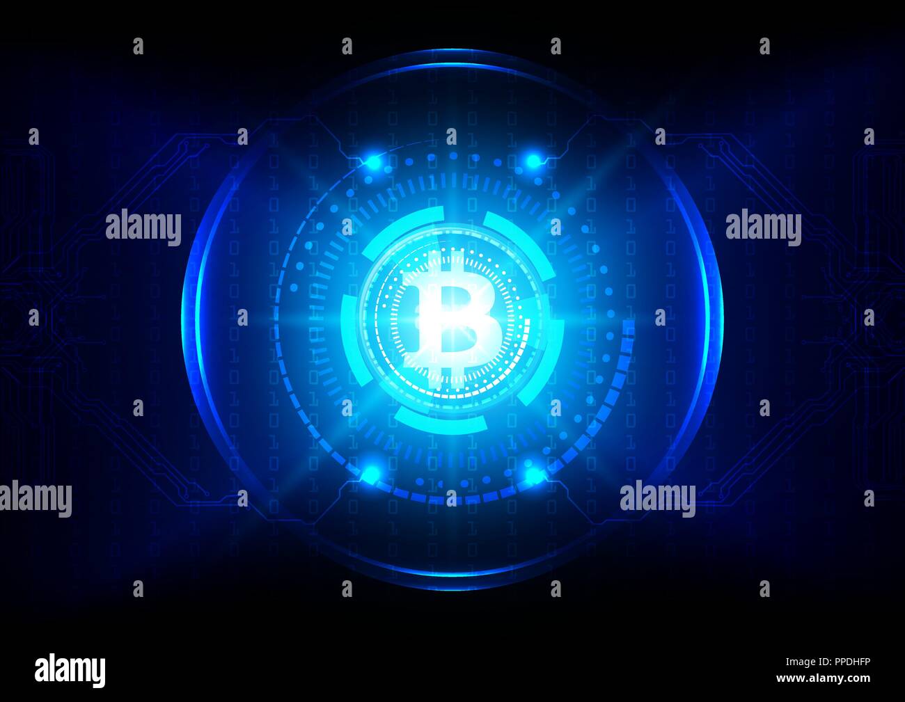 abstract circuit with bitcoin technology background. illustration ...