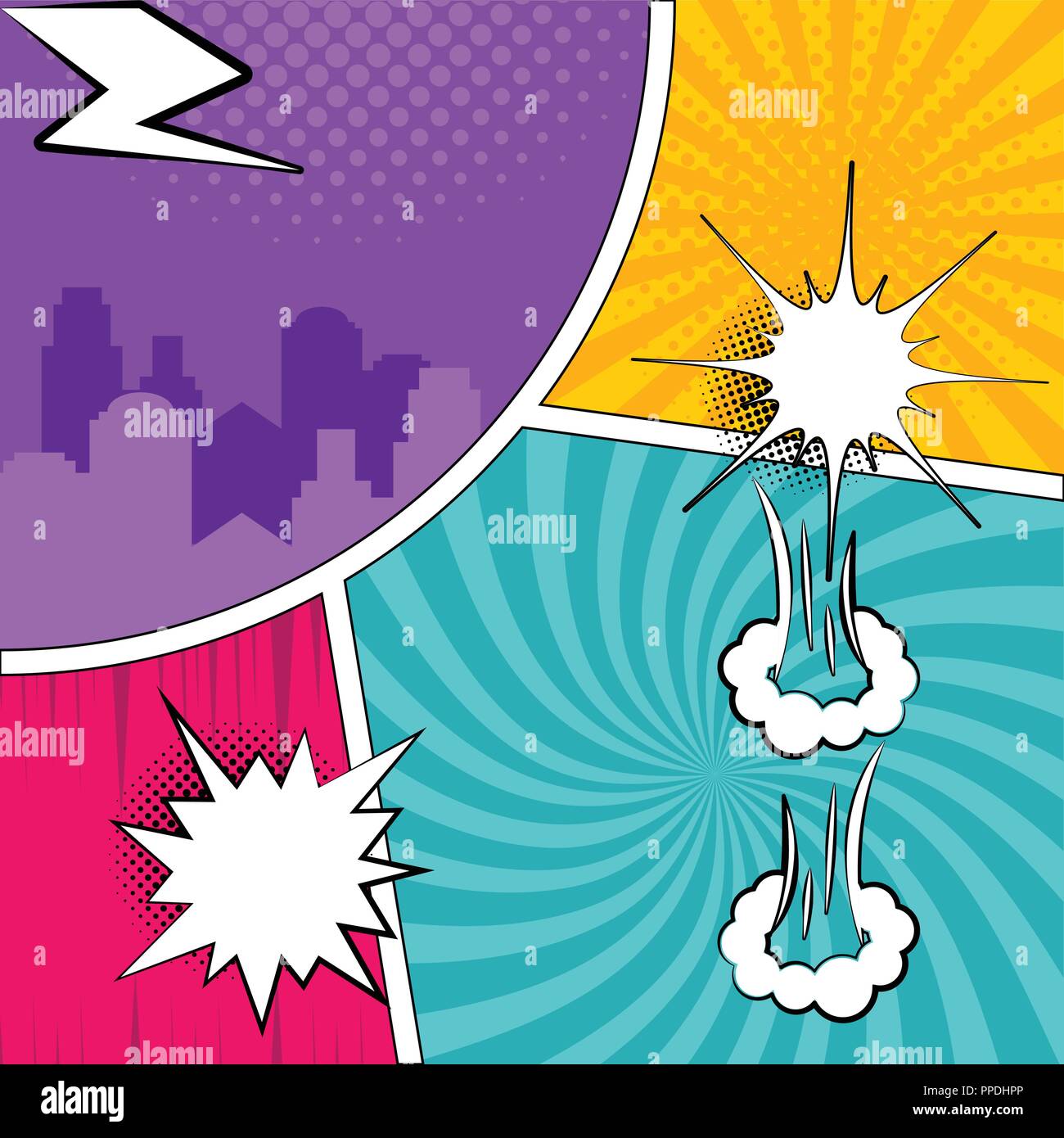 Colored comic pages with halftone effects Stock Vector Image & Art - Alamy