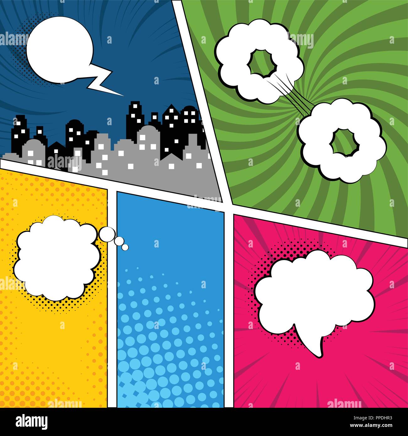 Colored comic pages with halftone effects Stock Vector Image & Art - Alamy