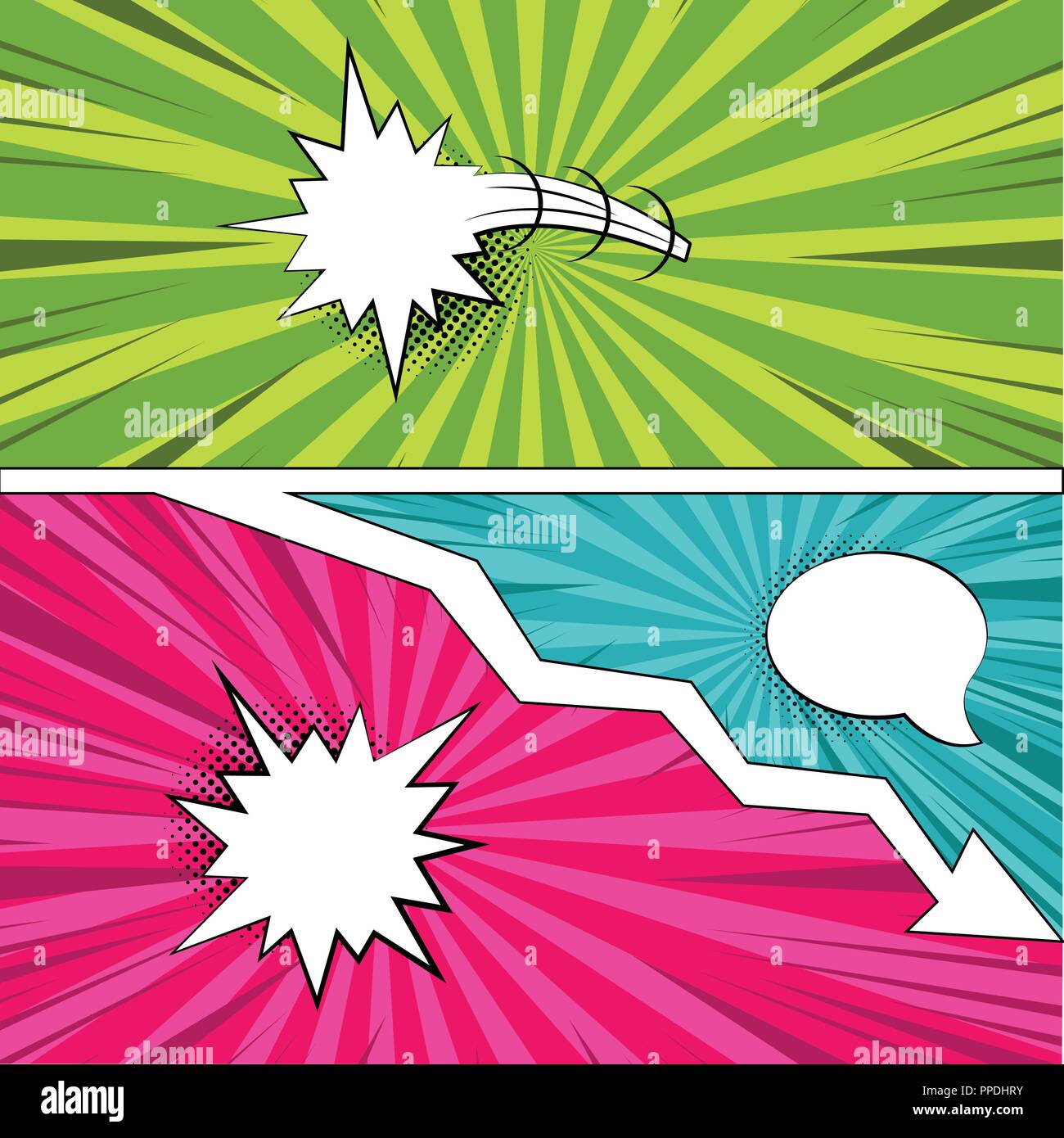 Colored comic pages with halftone effects Stock Vector Image & Art - Alamy