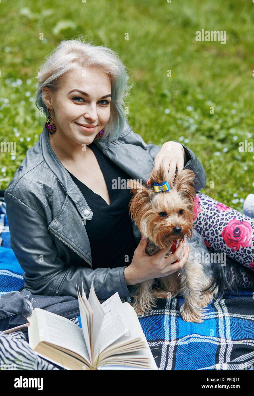 Young woman little dog hi-res stock photography and images - Alamy