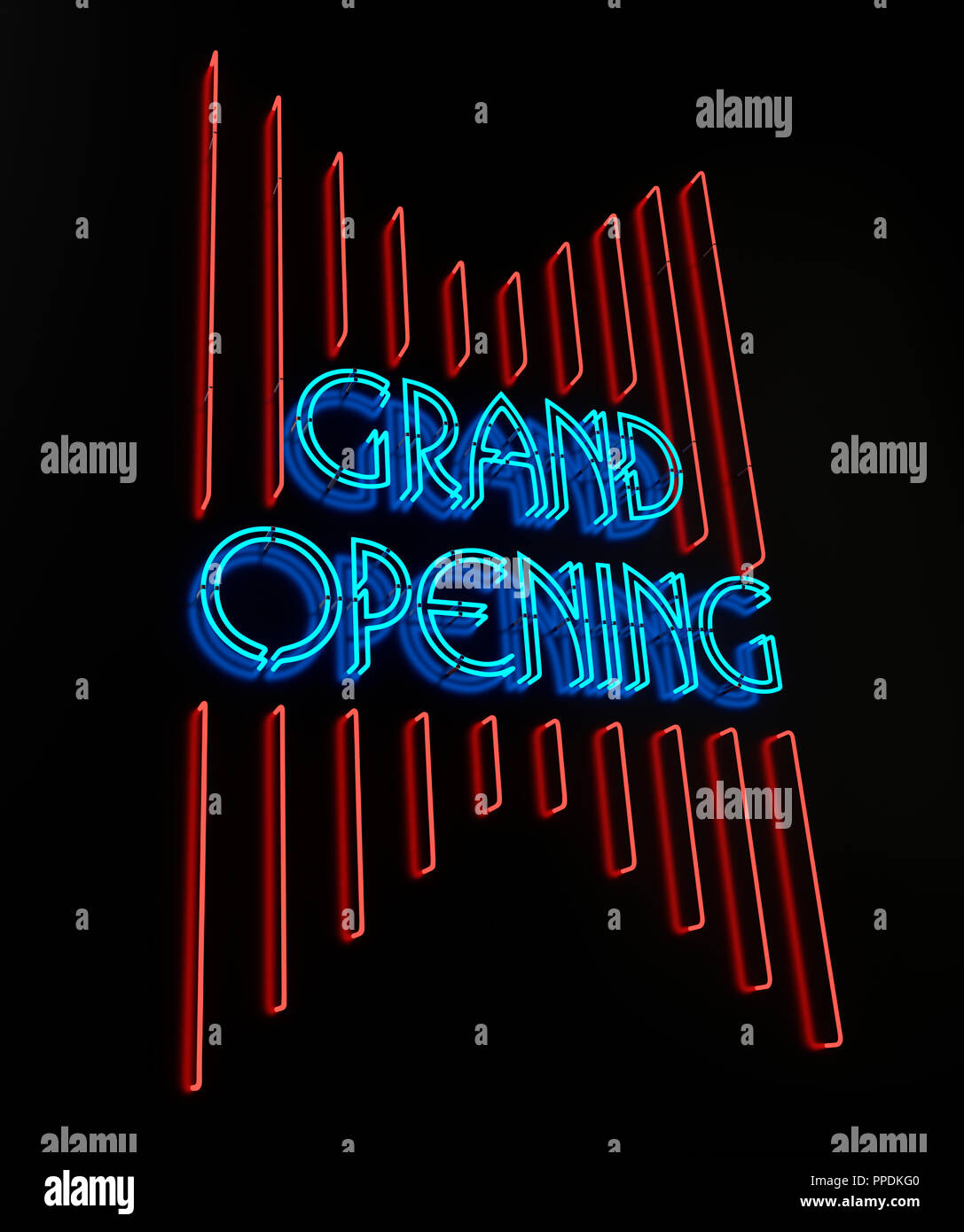 Neon Grand Opening Sign. 3D illustration Stock Photo - Alamy