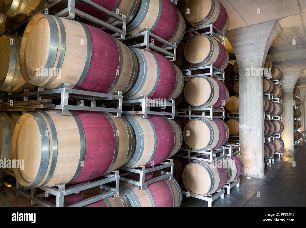 Wine barrels in cellar in Italy, Tuscan Stock Photo - Alamy