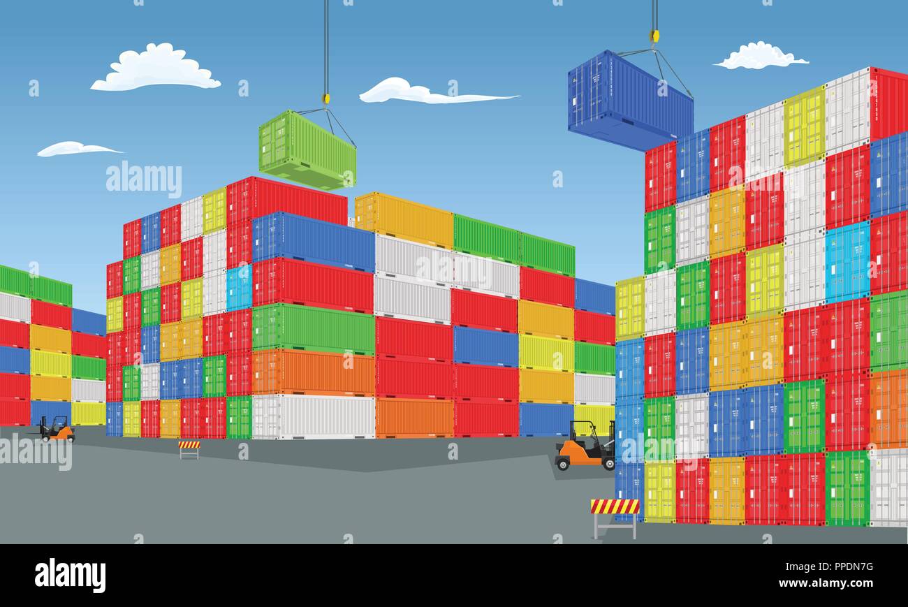 Shipping containers perspective Stock Vector Images - Alamy