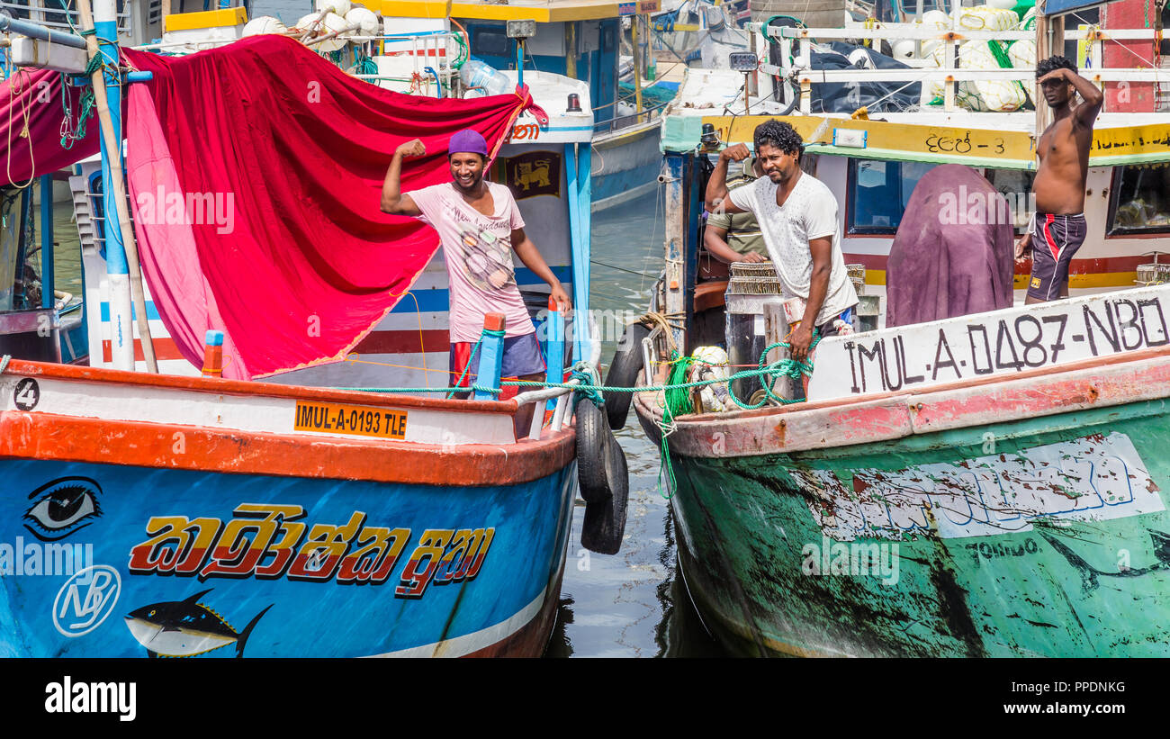 Negombo Sri Lanka July 24 2017 - Strong fisherman in the harbor of ...