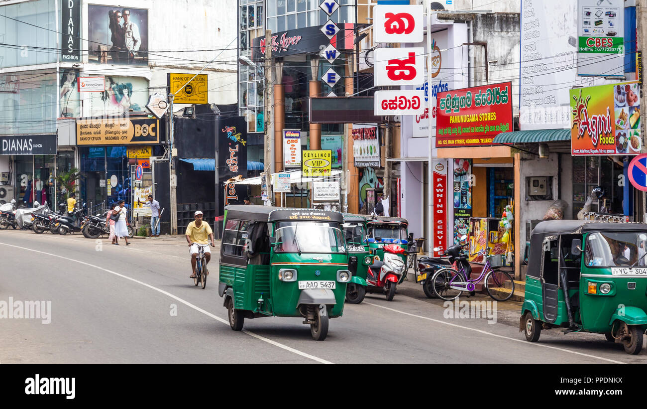 Negombo Sri Lanka July 24 2017 - Main street in the center of Negombo ...