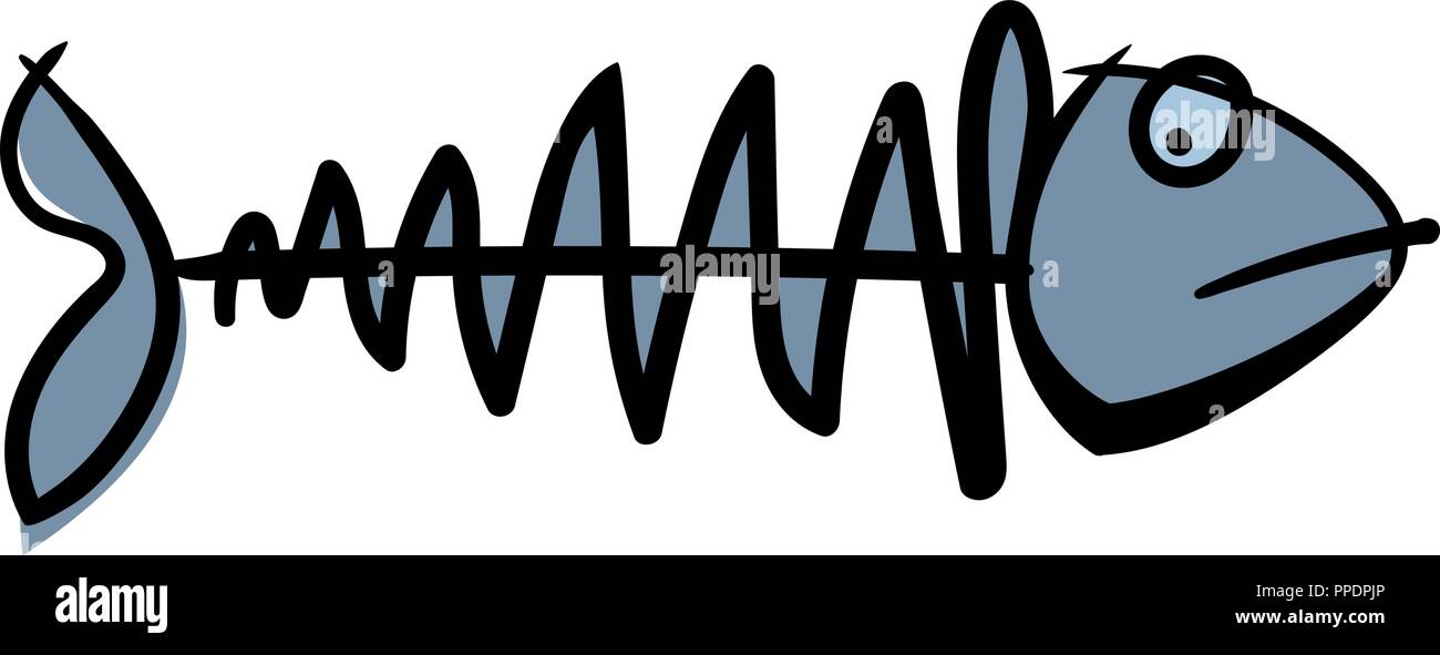 simple skeleton of fish with bones isolated on white background Stock ...