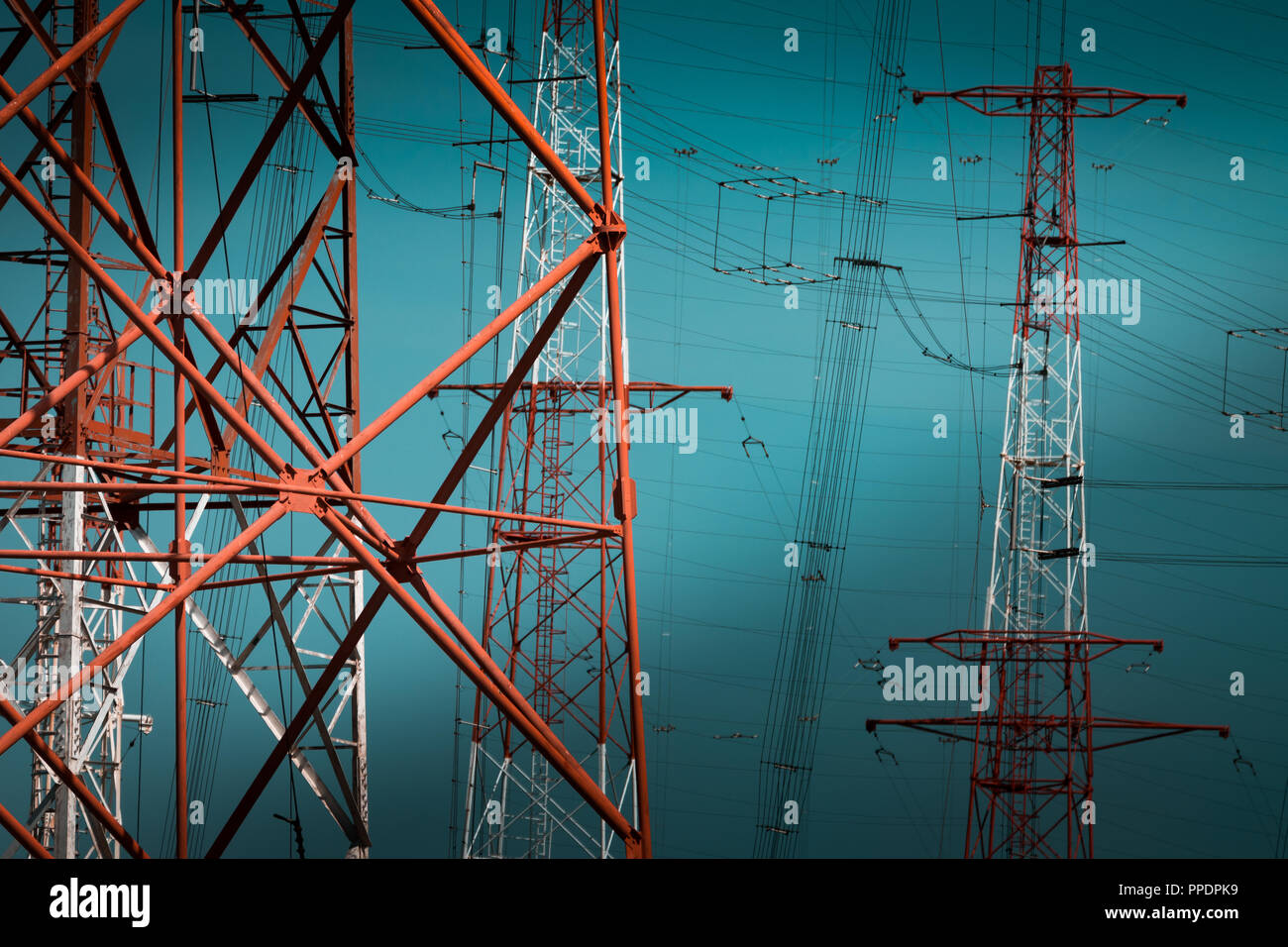 Engineering for communication structures. Massive, red and white power ...